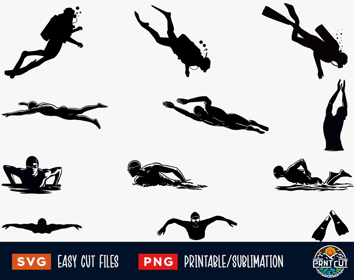 30 Swimmer SVG, Swimming Svg Png, Swimmer Png, Diving Svg Png, Diver ...