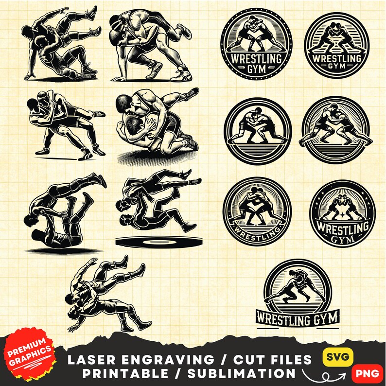 Wrestling SVG Bundle, Wrestling Svg, Wrestler Svg, Wrestling Cut File ...