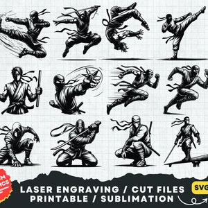 Ninja Svg Bundle, Ninja Svg, Ninja Png, Ninja Clipart, Ninja Laser Cut ...