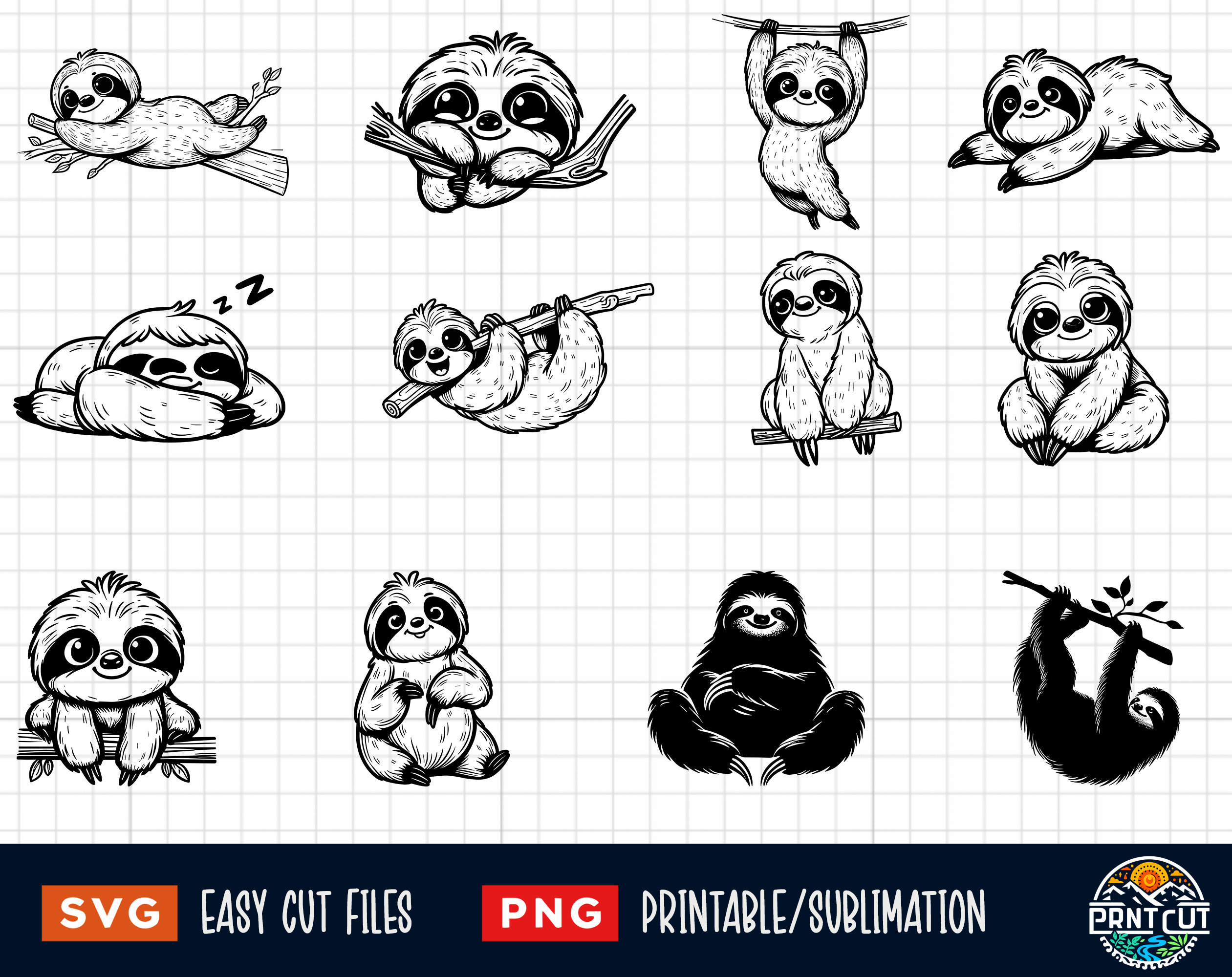 Sloth Bundle, Sloth Svg, Sloth Png, Sloths Svg Png, Sloth Cut File ...
