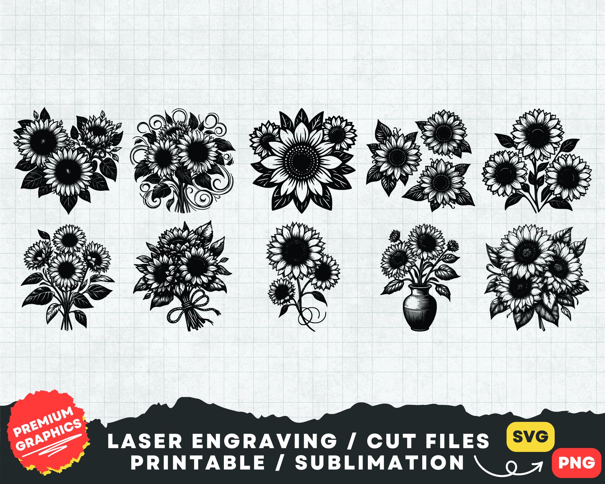 25 Sunflower Svg Bundle Sunflower Svg Sunflower Png Clipart Print