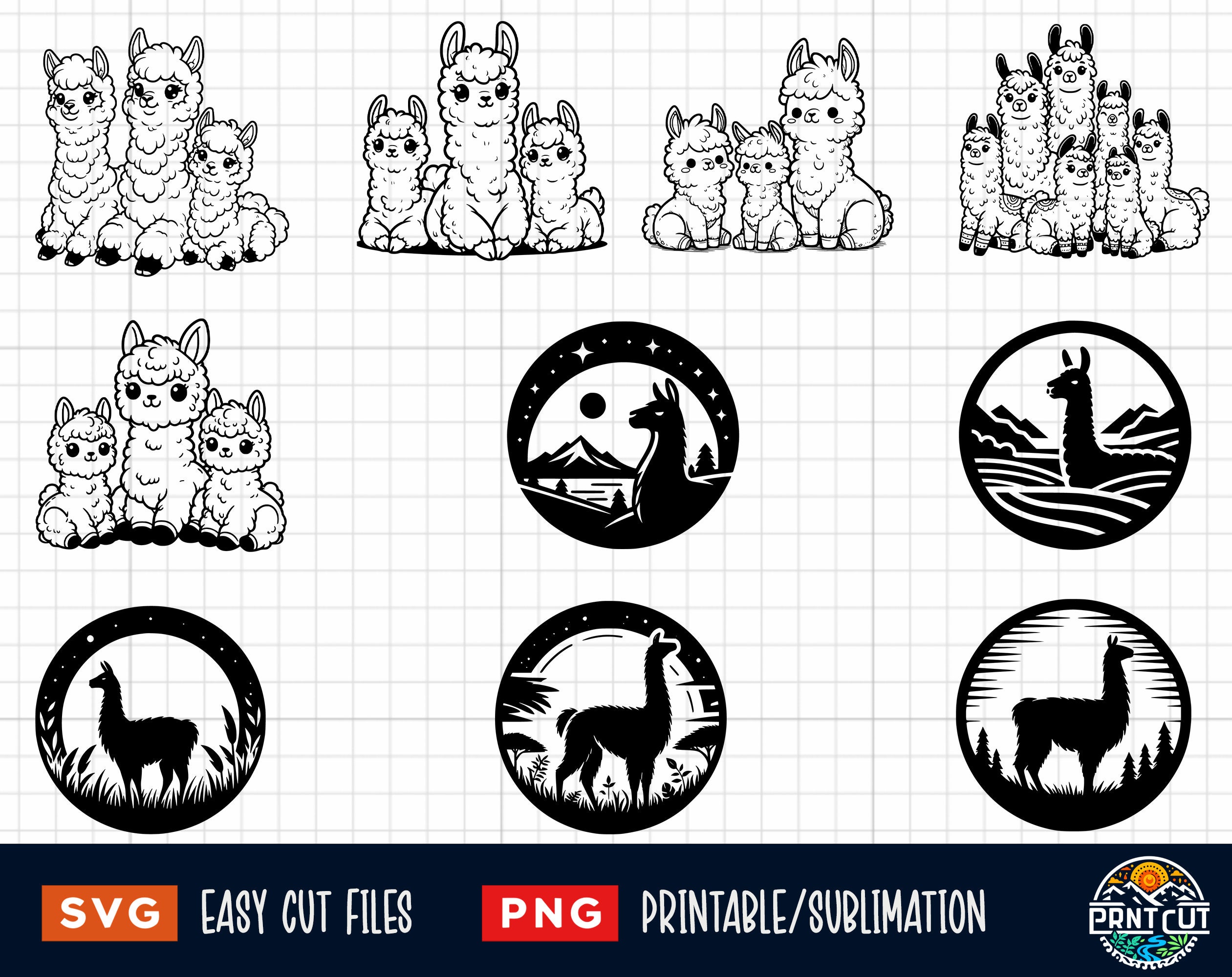 30 Llama Svg Png Bundle, Llama Svg, Baby Lama Svg, Llama Family Svg ...