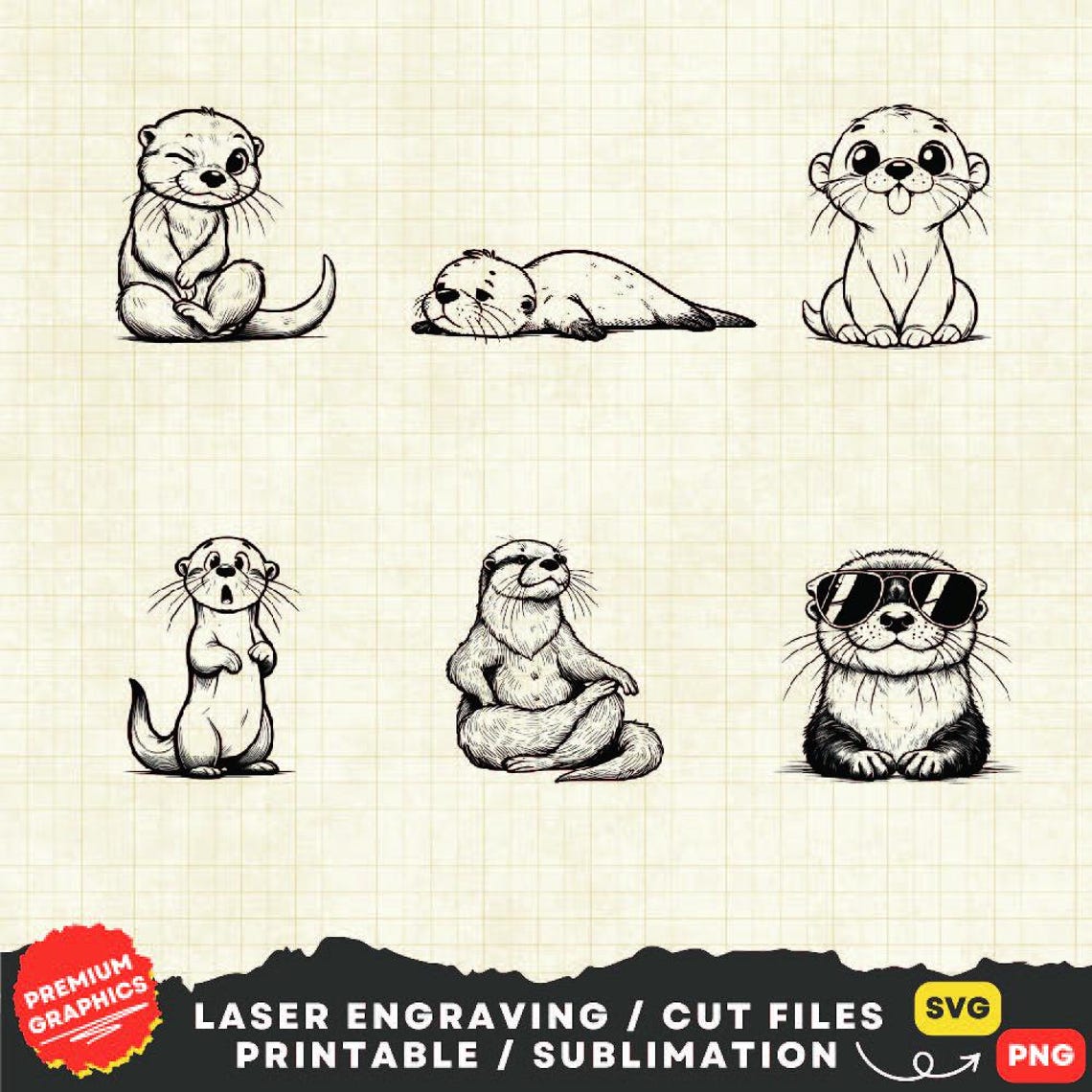 Funny Otter SVG, Quirky Otter Svg, Otter Svg, Cute Otter Clipart Png ...