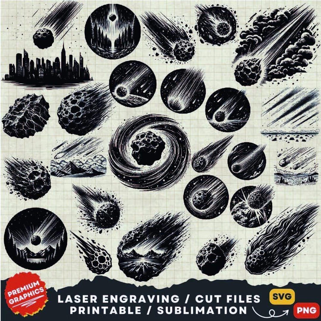 Meteor Svg Bundle, Meteor Svg Png, Asteroid Svg, Meteor Laser Cut ...