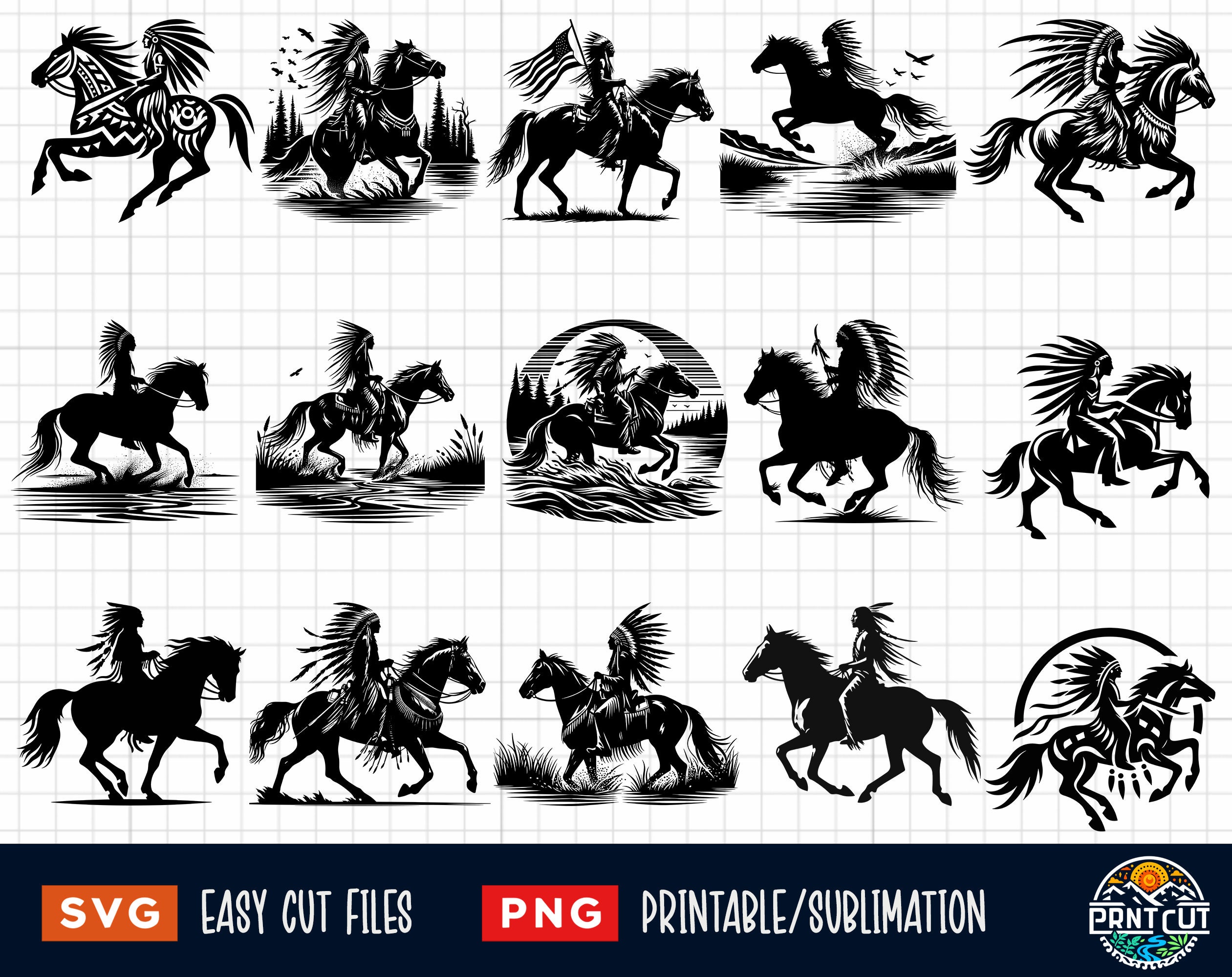 15 Native American SVG Bundle, Native American Horseman Svg, Indigenous ...