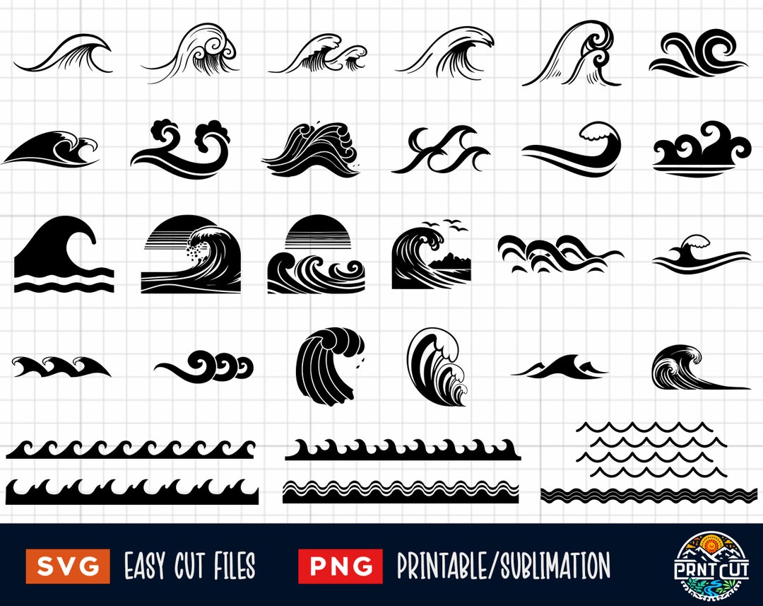 30 Wave SVG Bundle, Wave Svg, Wave Png, Waves Svg Png, Wave Cut File ...