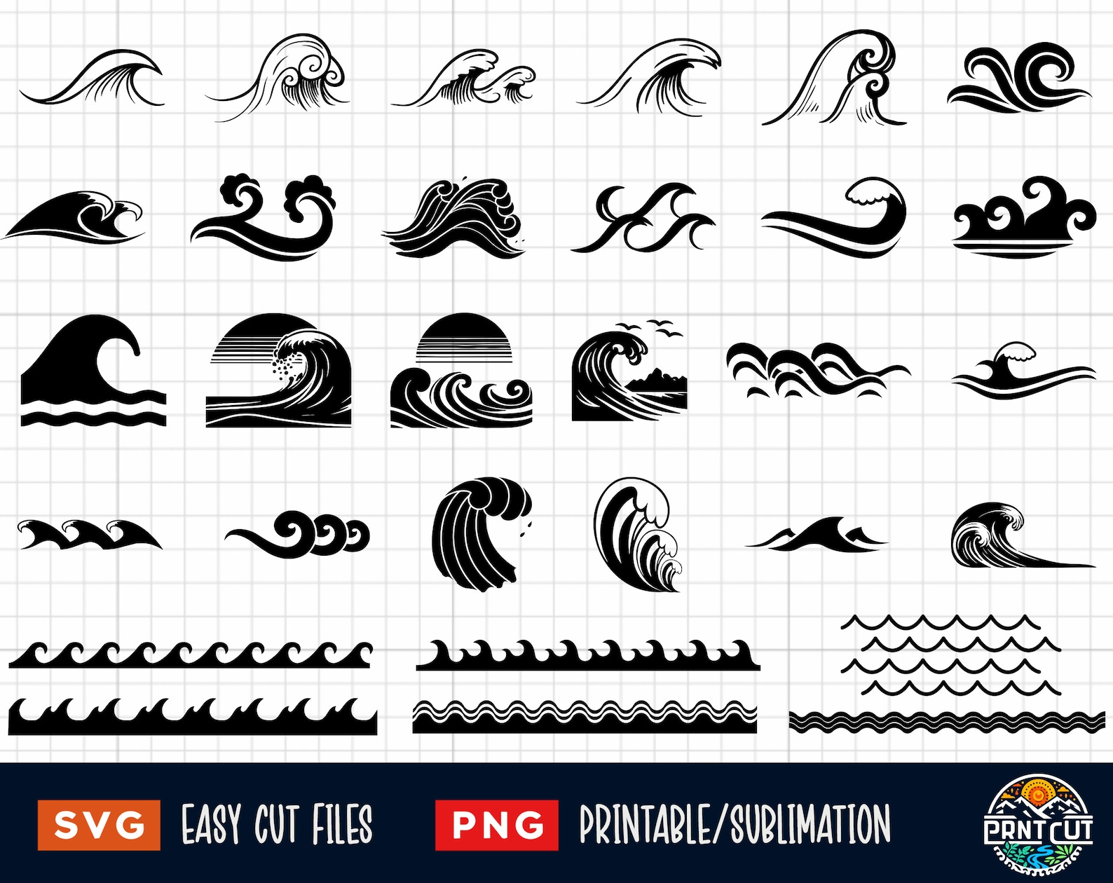 30 Wave SVG Bundle, Wave Svg, Wave Png, Waves Svg Png, Wave Cut File ...