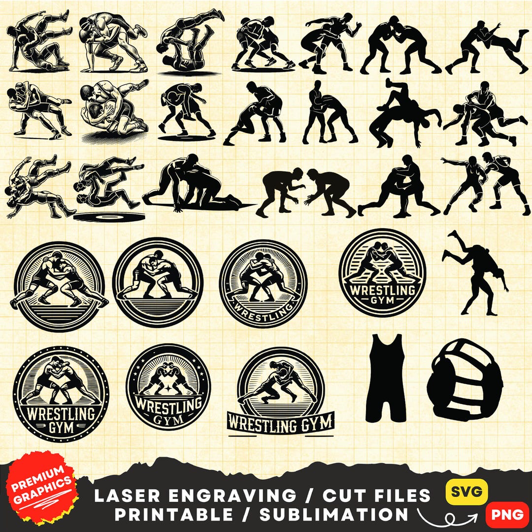 Wrestling SVG Bundle, Wrestling Svg, Wrestler Svg, Wrestling Cut File ...