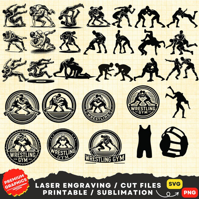 Wrestling SVG Bundle, Wrestling Svg, Wrestler Svg, Wrestling Cut File ...