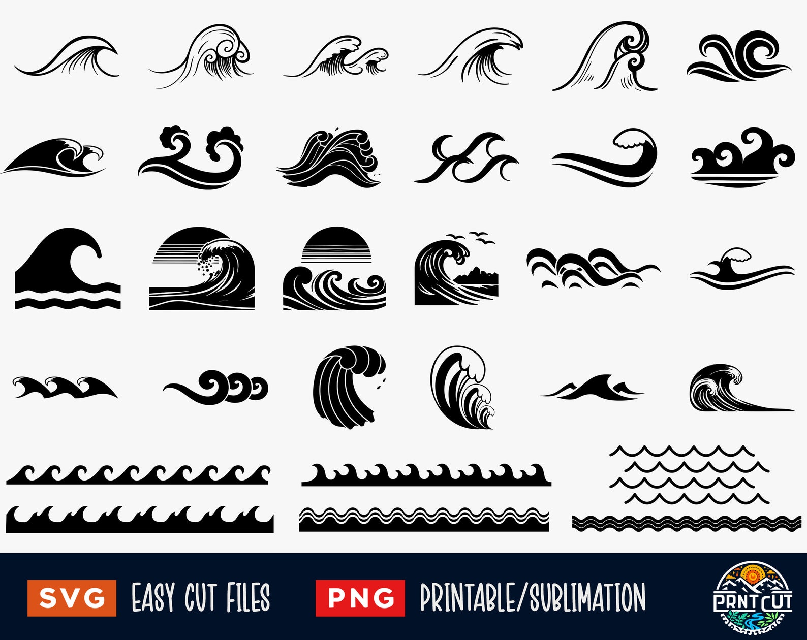 30 Wave SVG Bundle, Wave Svg, Wave Png, Waves Svg Png, Wave Cut File ...