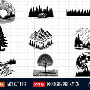 25 Forest Scene Svg Png, Forest Svg, Forest Laser Files, Forest Sunset ...