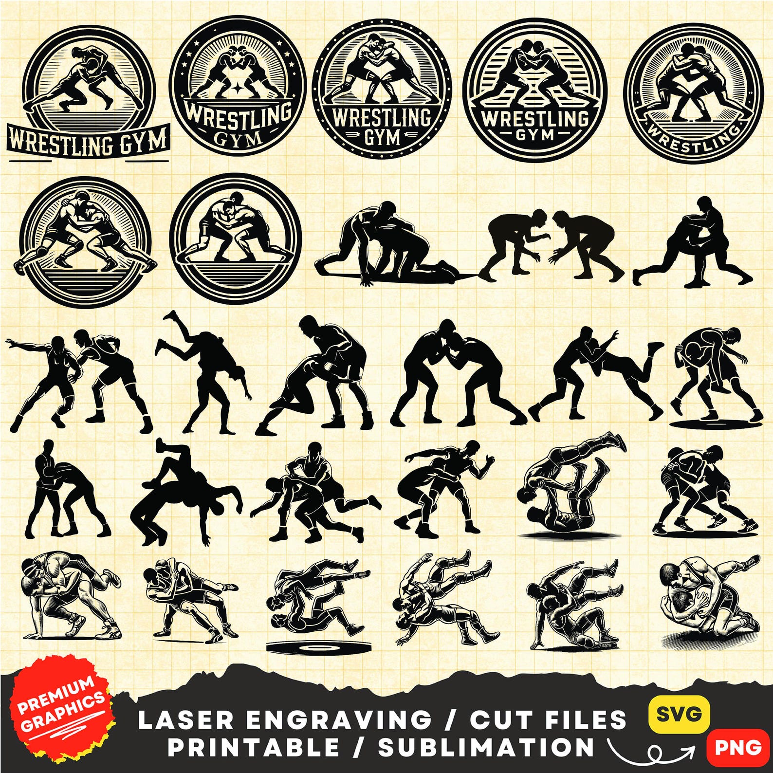 Wrestling SVG Bundle, Wrestling Svg, Wrestler Svg, Wrestling Cut File ...