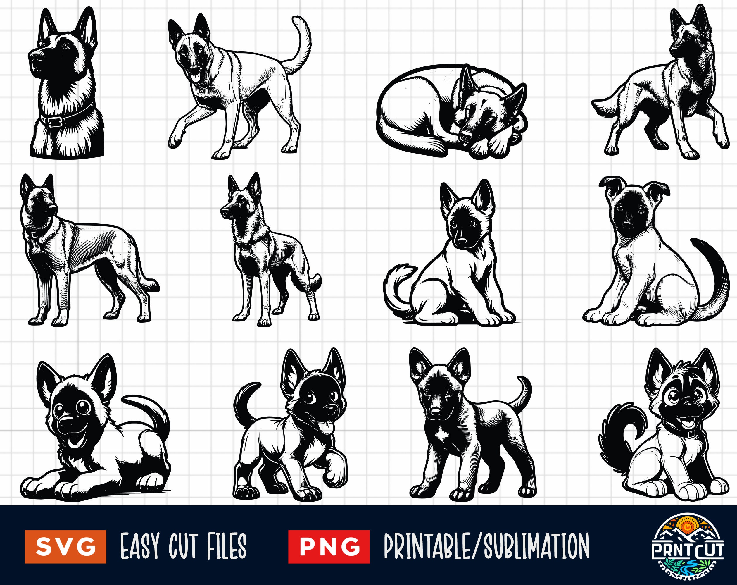33 Belgian Malinois Shepherd SVG PNG Bundle, Malinois Svg, Dog Svg ...