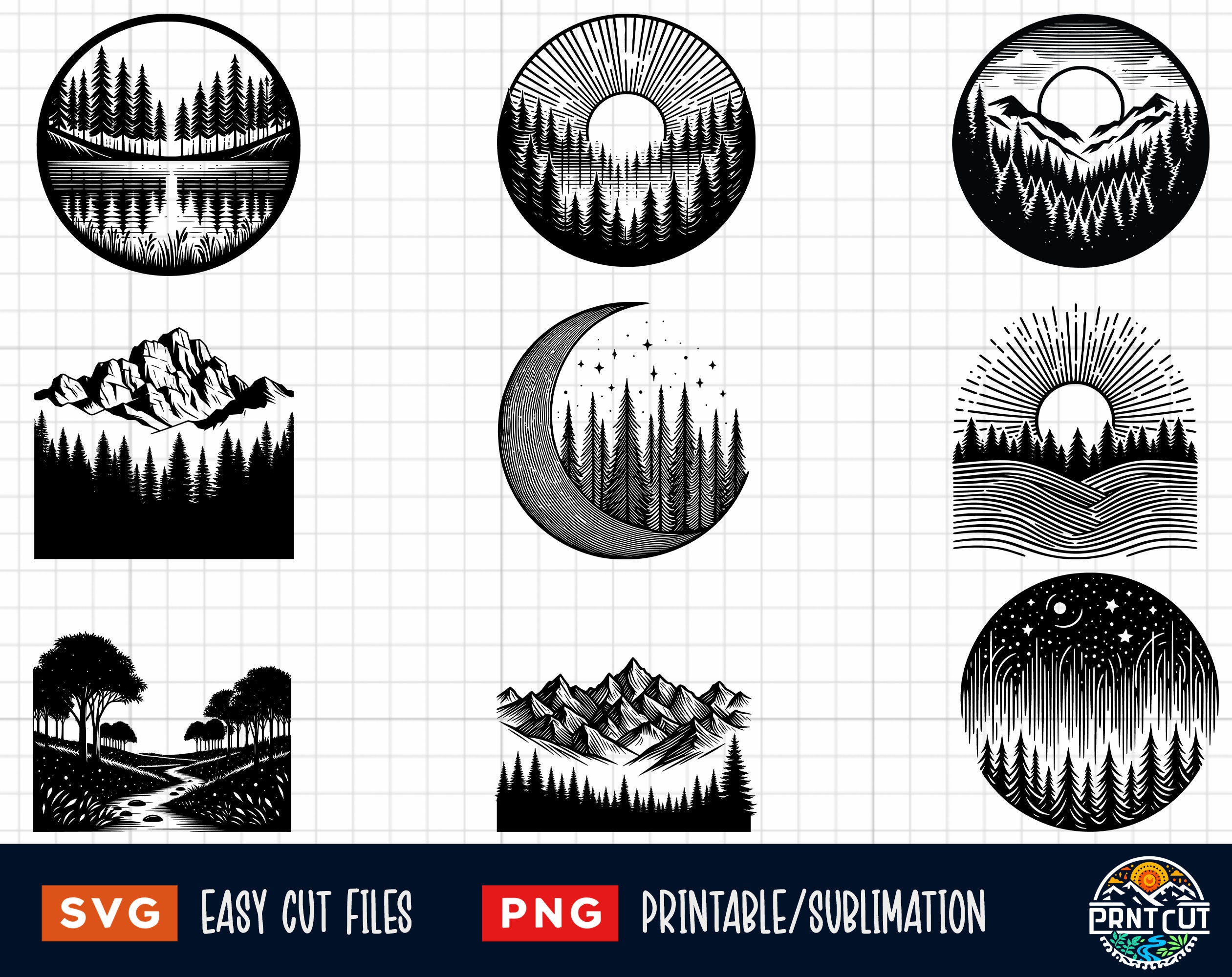 25 Forest Scene Svg Png, Forest Svg, Forest Laser Files, Forest Sunset ...