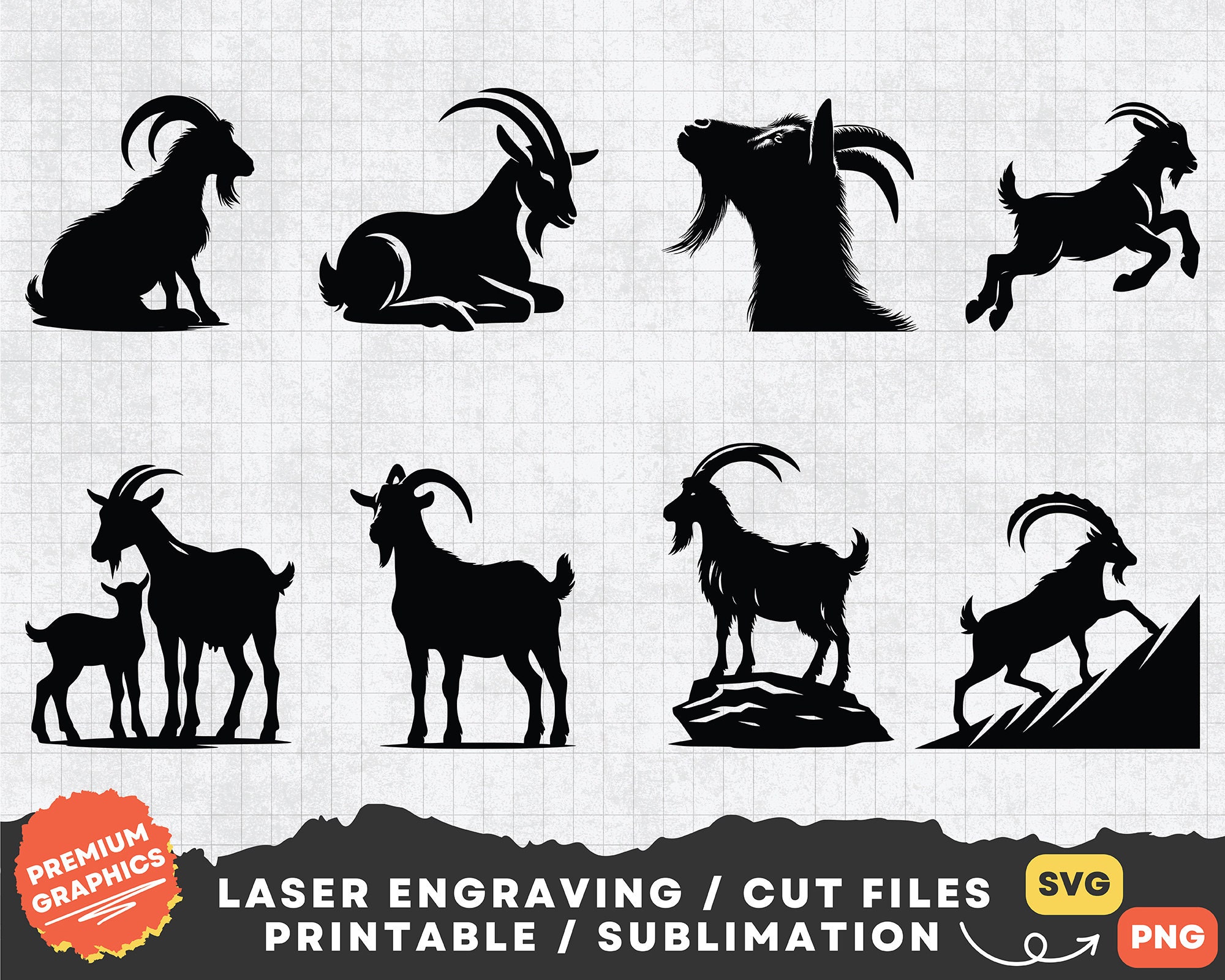 35 Goat Svg Bundle, Goat Svg, Goat Png Clipart, Goat Laser Cut File ...