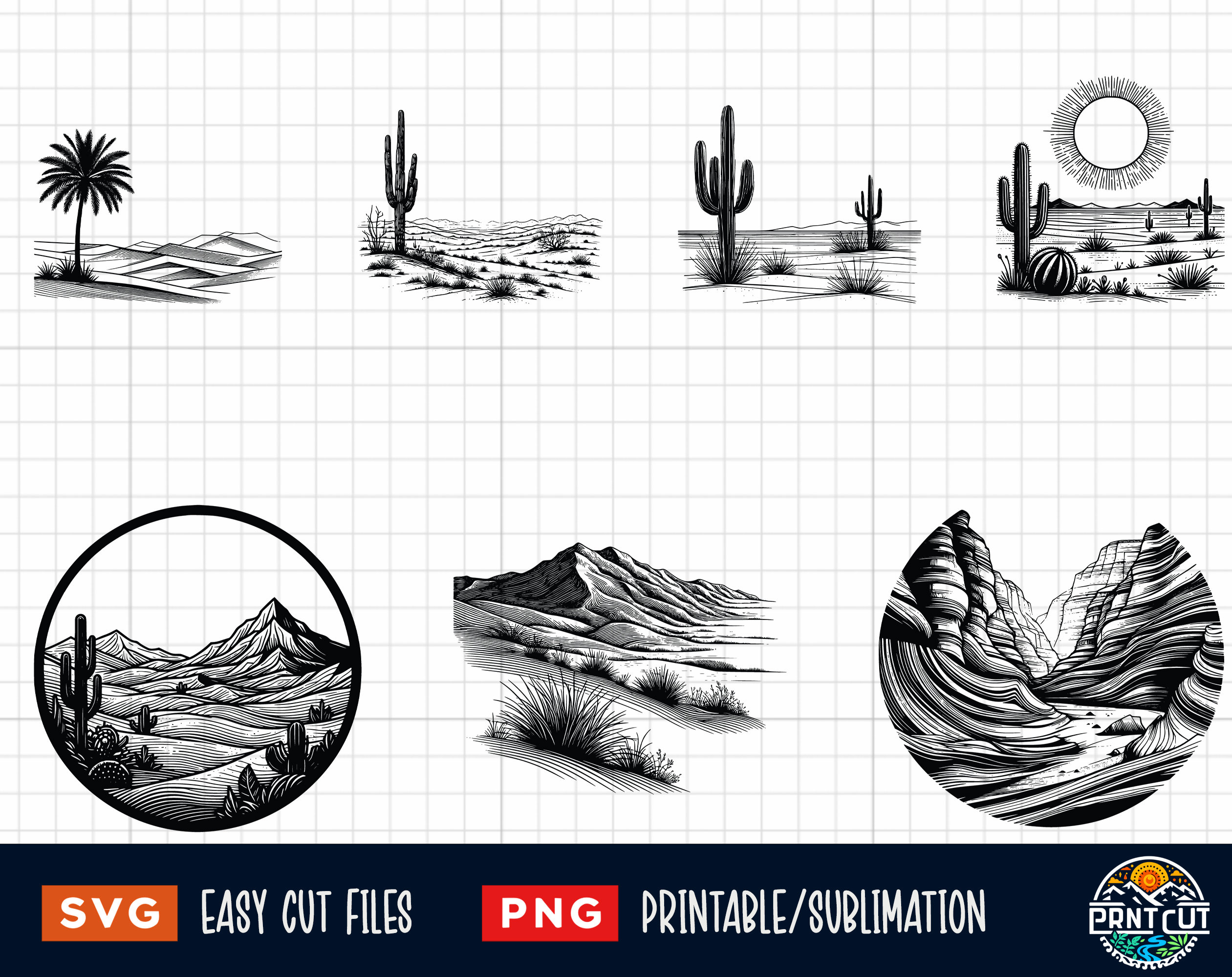 25 Desert Scene SVG Bundle, Desert Svg, Desert Landscape Clipart ...