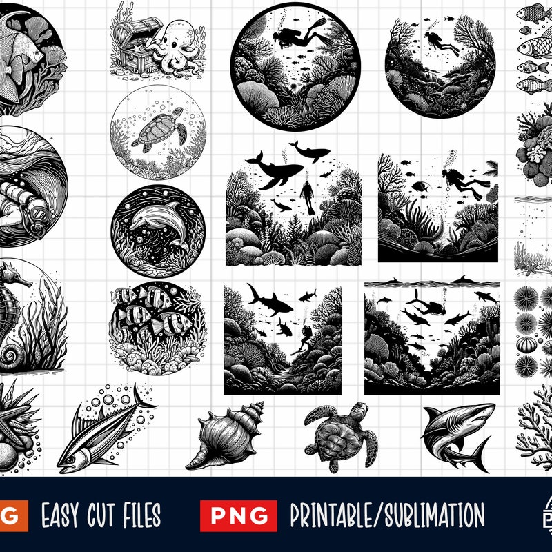 Ocean Animal Scene Svg - Etsy UK