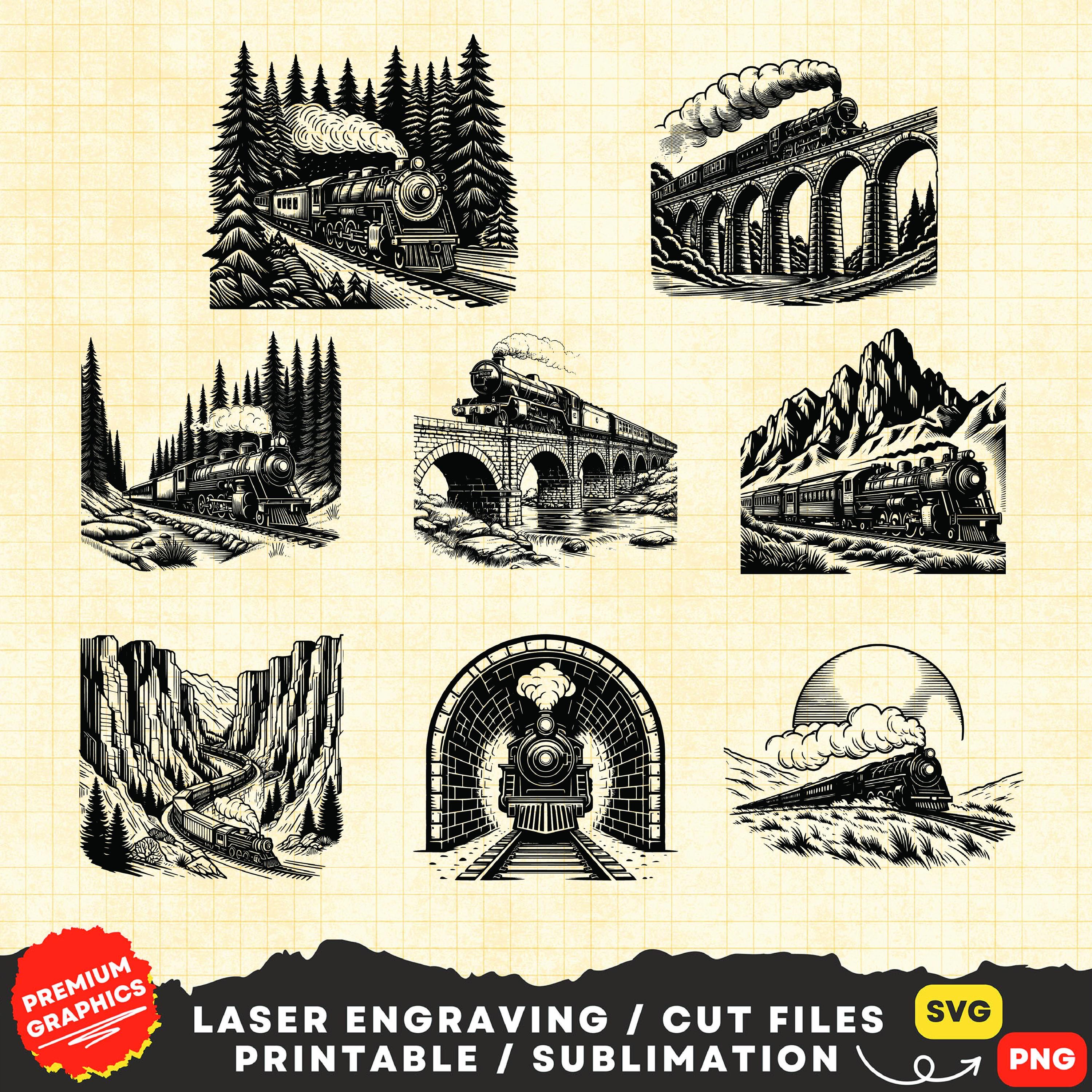 55 Train SVG Bundle, Train Svg, Train Png, Steam Train Svg, Train Laser ...