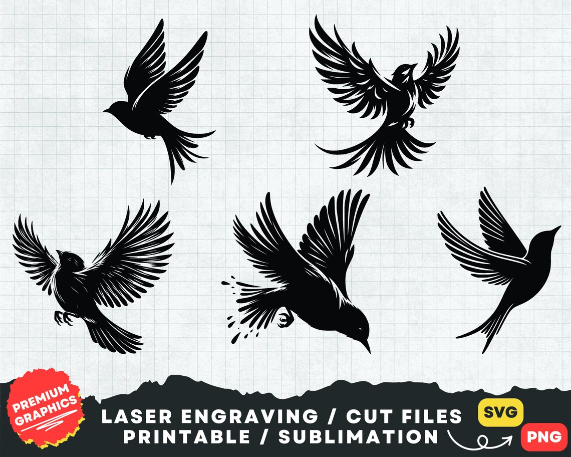 Flying Birds Svg, Birds Svg, Bird on Branch Svg, Flying Birds Clipart ...