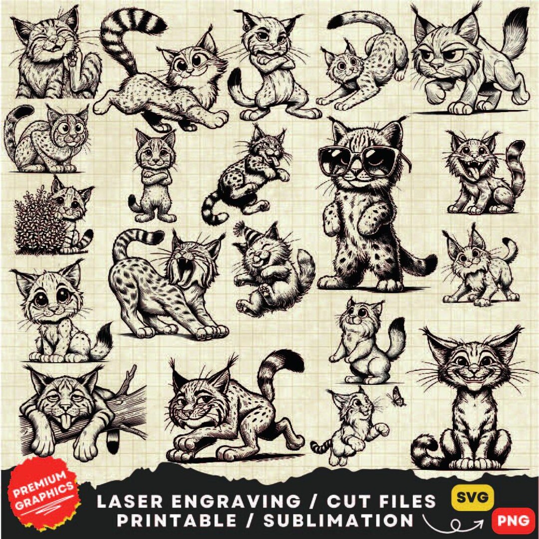 Funny Bobcat SVG, Quirky Bobcat Svg, Bobcat Svg, Bobcat Png, Cute ...