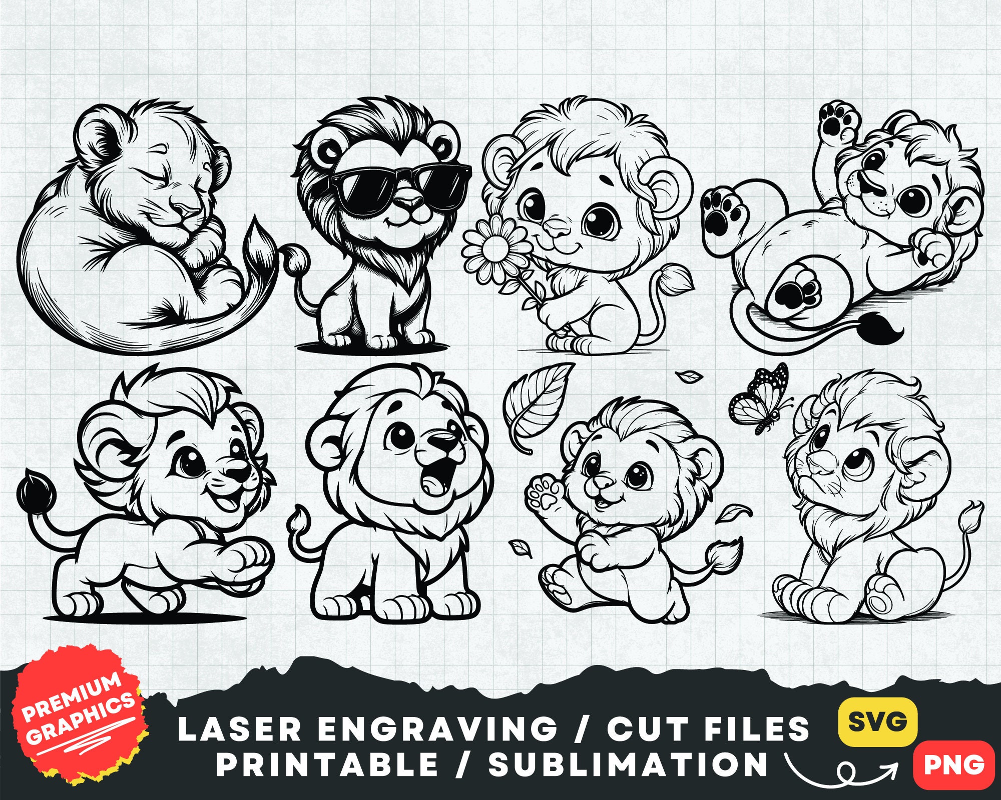 Funny Baby Lion Svg, Cool Baby Lion Png Clipart, Lion King Svg, Cute ...