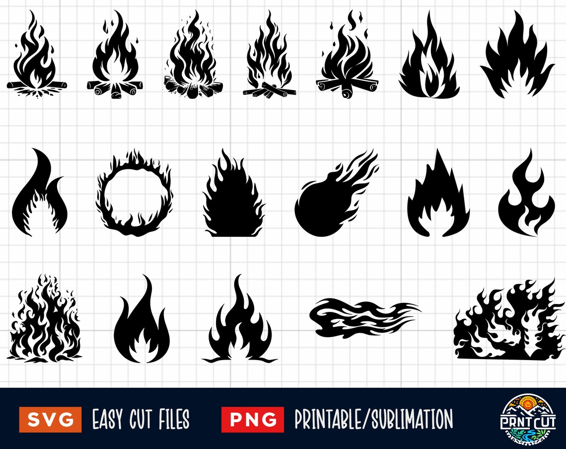 45 Fire Flame SVG Bundle, Fire Svg, Flame Svg, Fire Flame Wall Svg Png ...