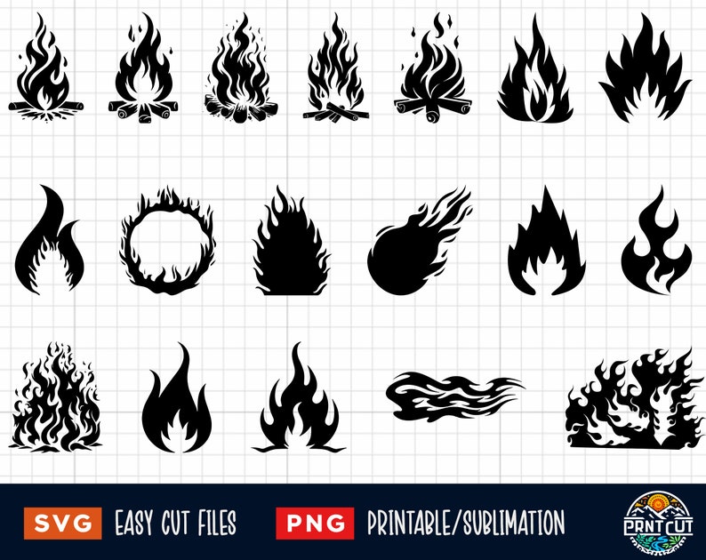 45 Fire Flame SVG Bundle, Fire Svg, Flame Svg, Fire Flame Wall Svg Png ...