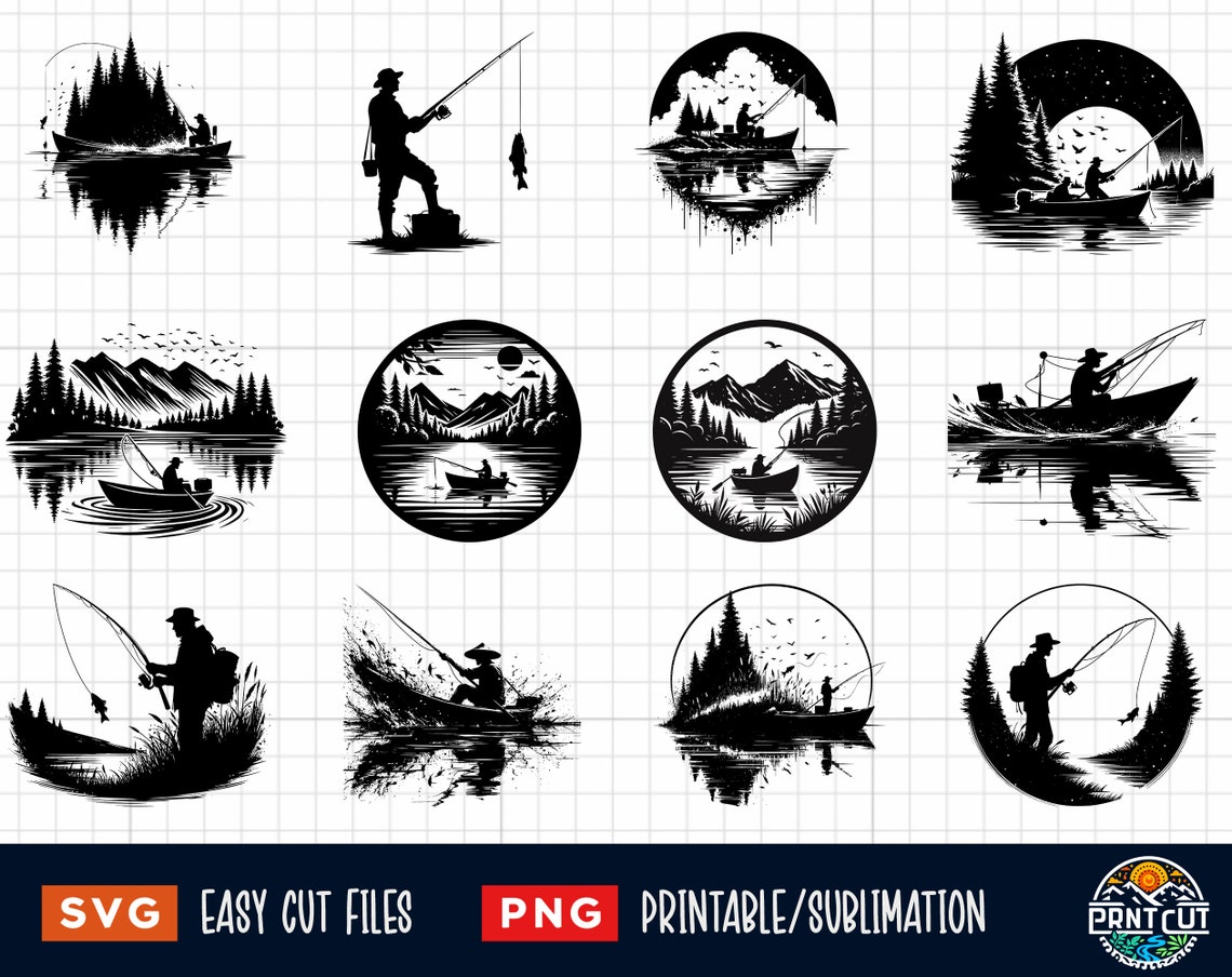 30 Fisherman in Boat SVG, Fishing Svg, Fishing Clipart, Fishing Png ...