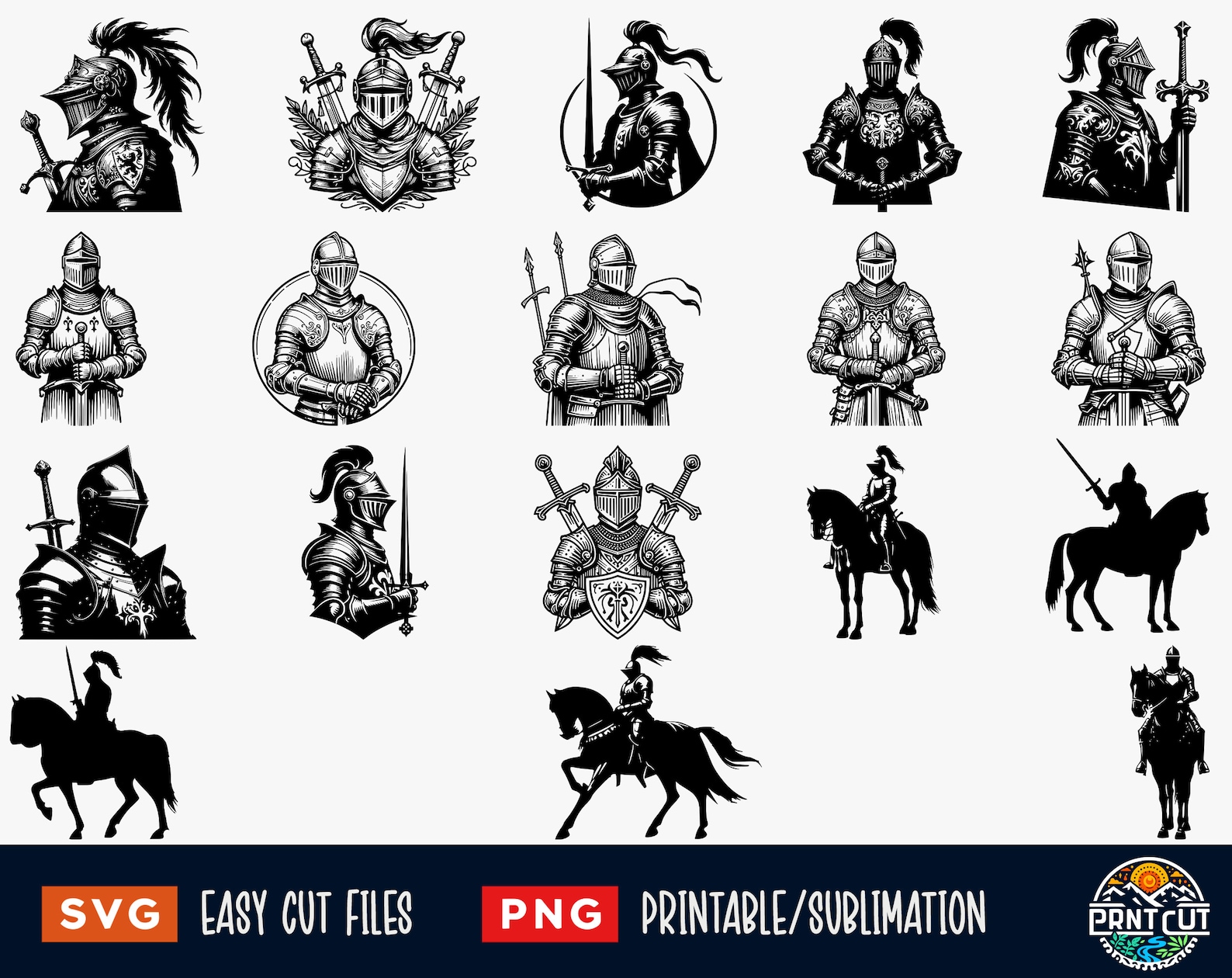 18 Knight Svg Bundle, Knight Svg, Medieval Knight Cut Files, Knight ...