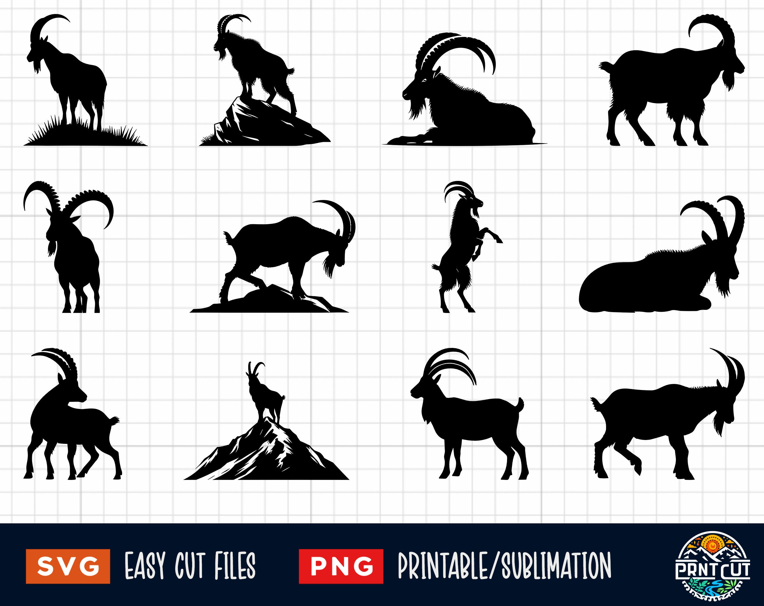 30 Mountain Goat Svg Png Bundle, Mountain Goat Svg, Mountain Goat Png ...