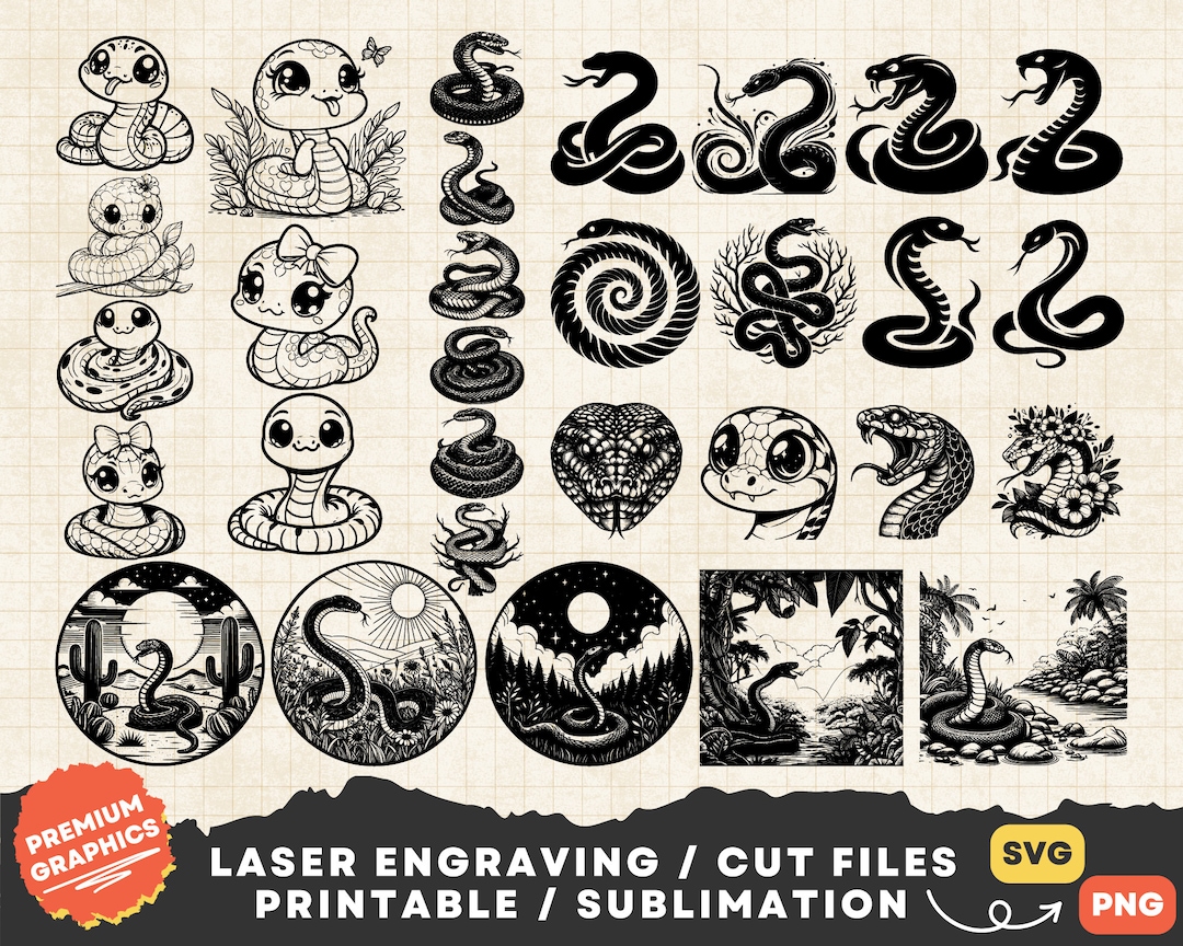 Snake Svg Bundle, Snake Svg, Clipart Snake Png Print, Snake Head Svg ...