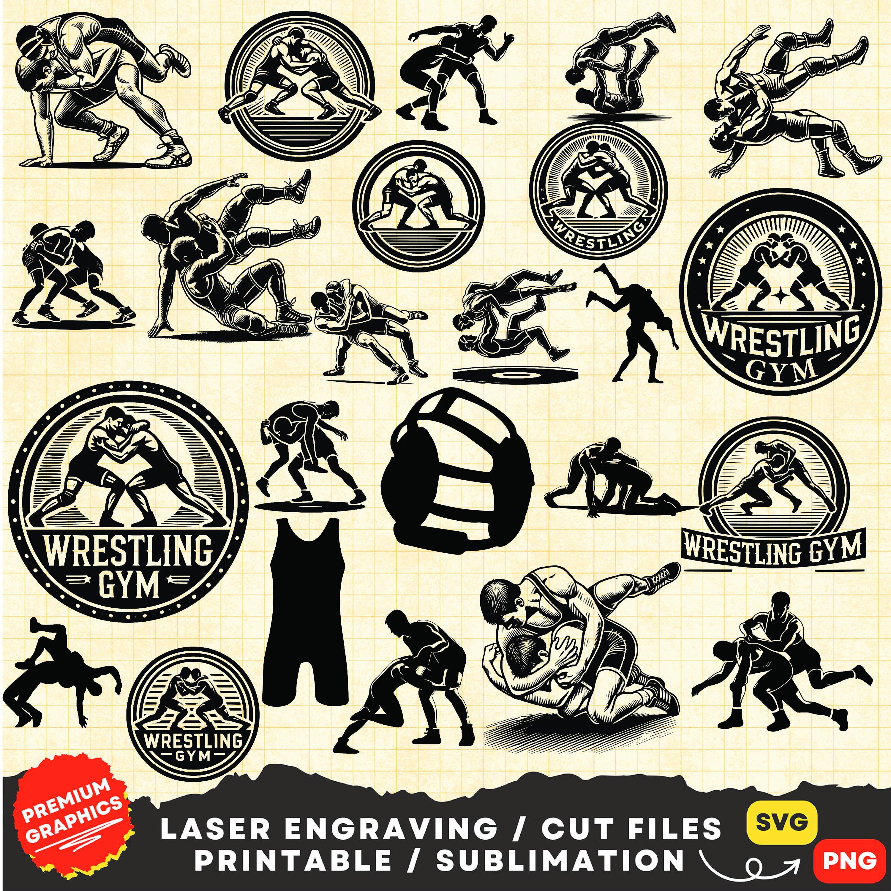 Wrestling SVG Bundle, Wrestling Svg, Wrestler Svg, Wrestling Cut File ...