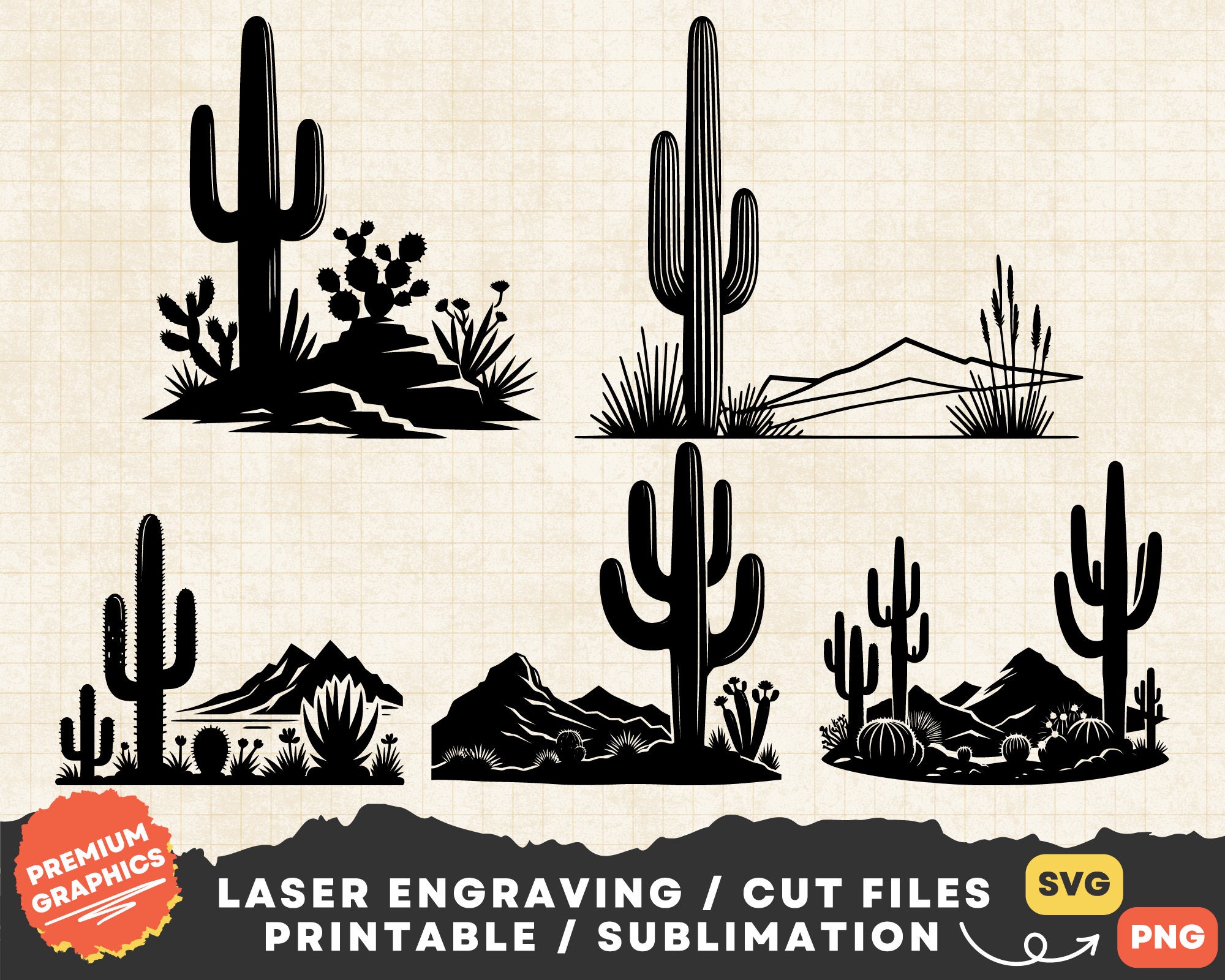 Desert Scene SVG Bundle, Desert Svg, Desert Cactus Svg, Cactus Scene ...