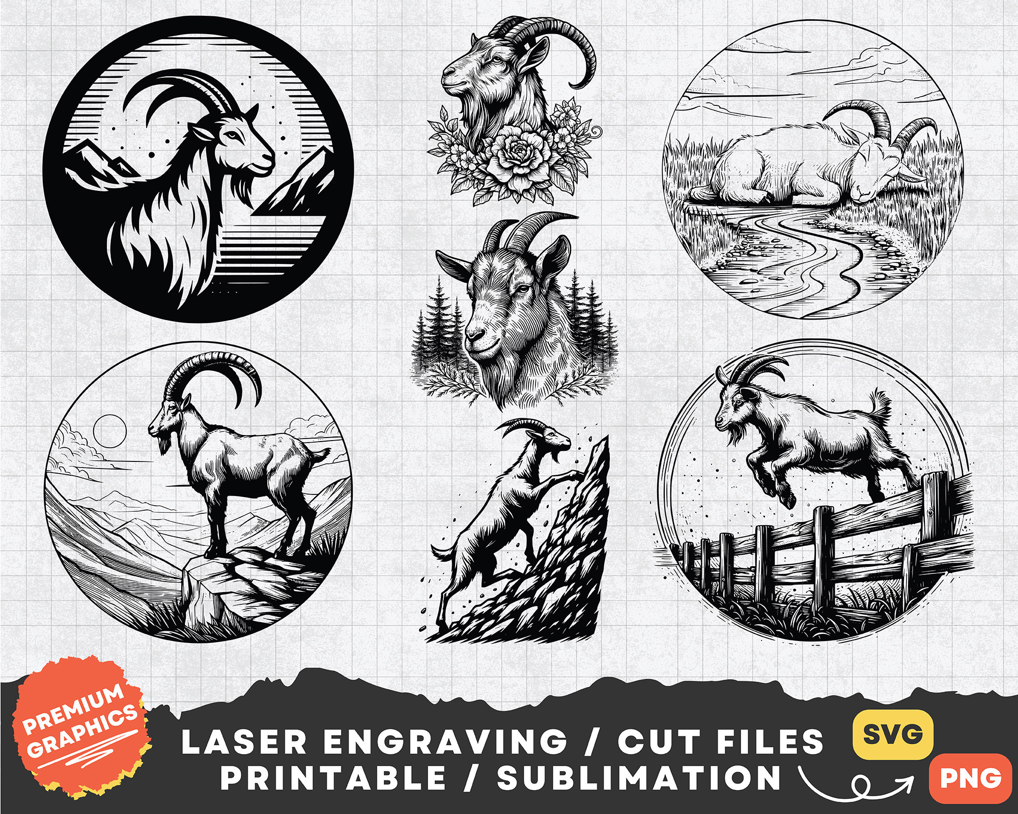 35 Goat Svg Bundle, Goat Svg, Goat Png Clipart, Goat Laser Cut File ...