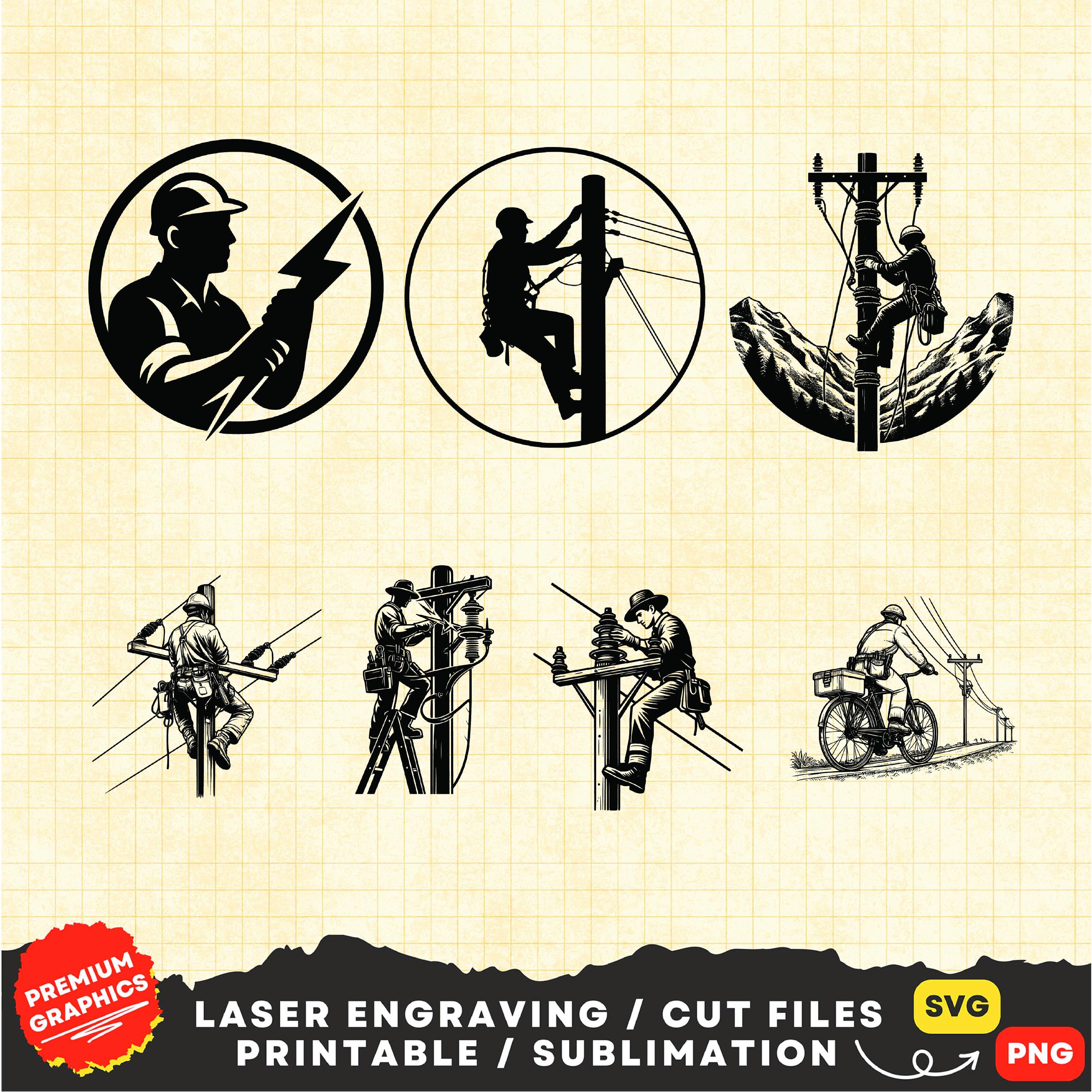 20 Lineman Svg Bundle, Lineman Svg Png Clipart, Lineman Scene Svg ...