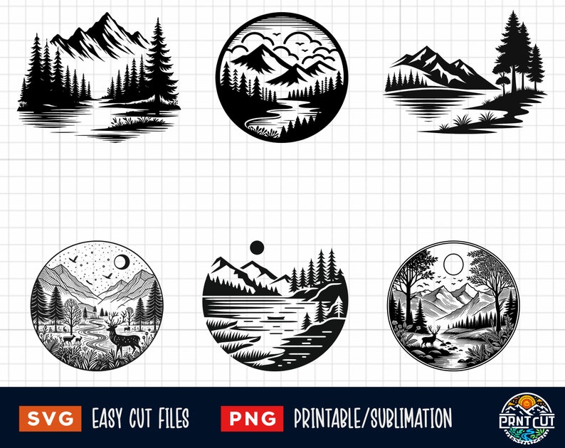 15 Landscape Svg Png, Forest Scene Svg, Landscape Laser Files, Sunset ...