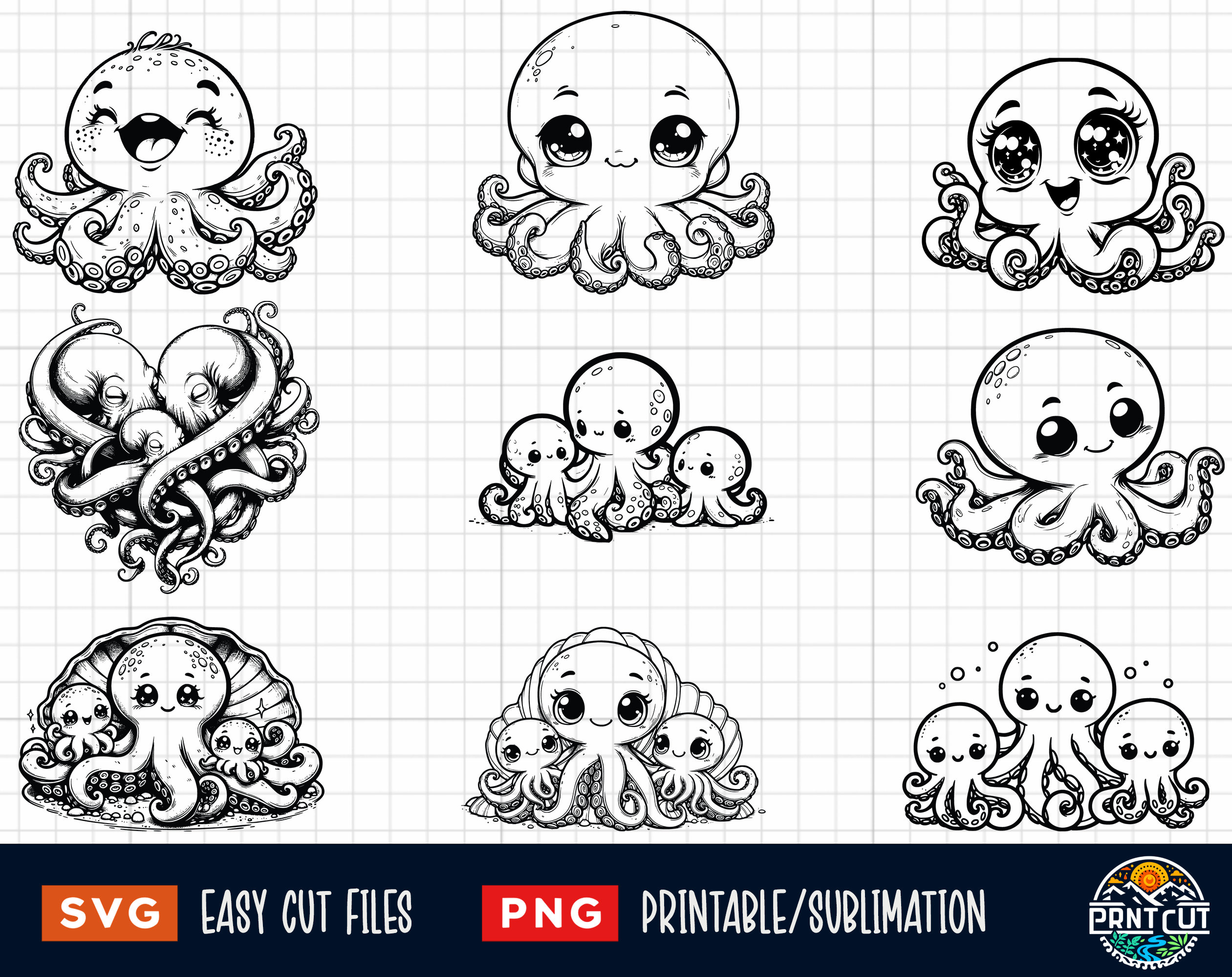 31 Octopus Svg Png Bundle,octopus Svg, Baby Octopus Svg, Octopus Family ...