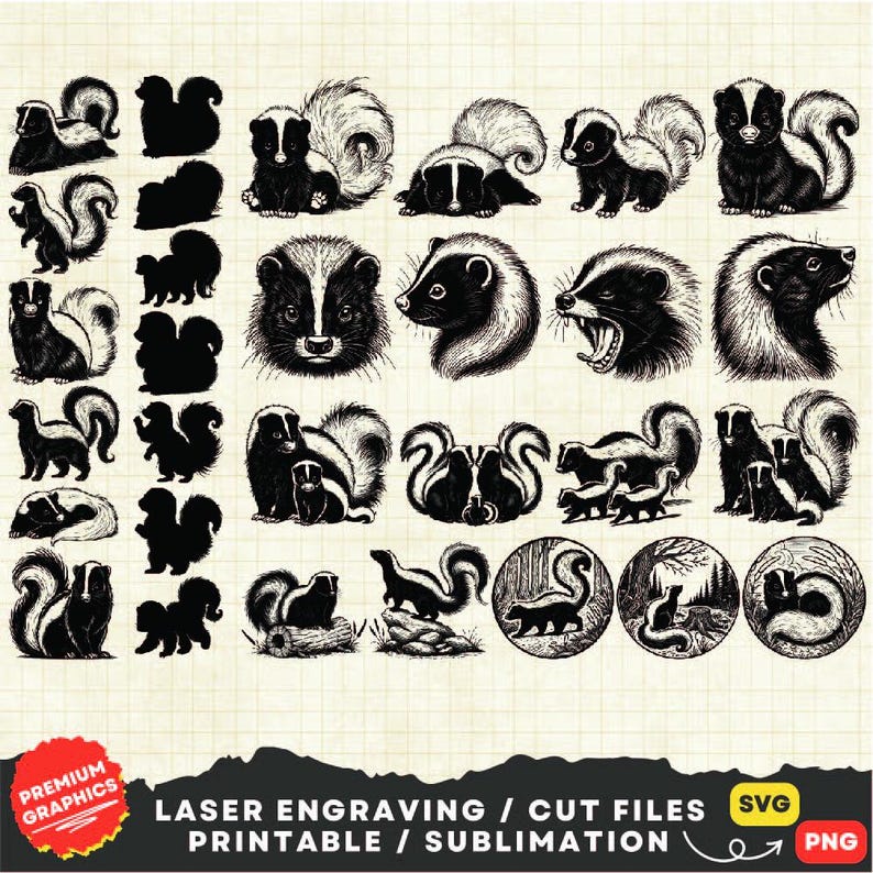 30 Skunk SVG Bundle, Skunk Svg, Skunk Png, Skunk Head Svg, Skunk Cut ...