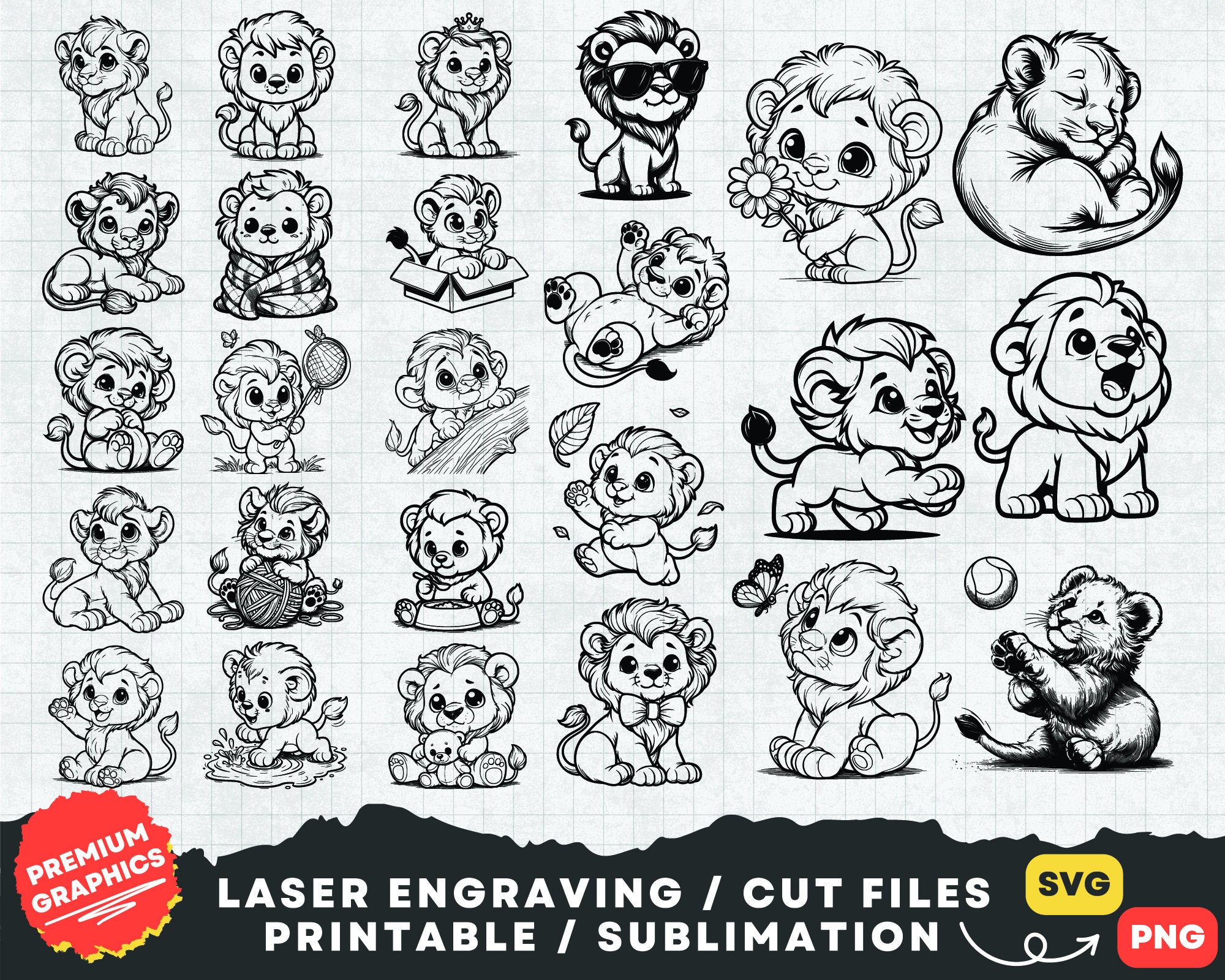 Funny Baby Lion Svg, Cool Baby Lion Png Clipart, Lion King Svg, Cute ...