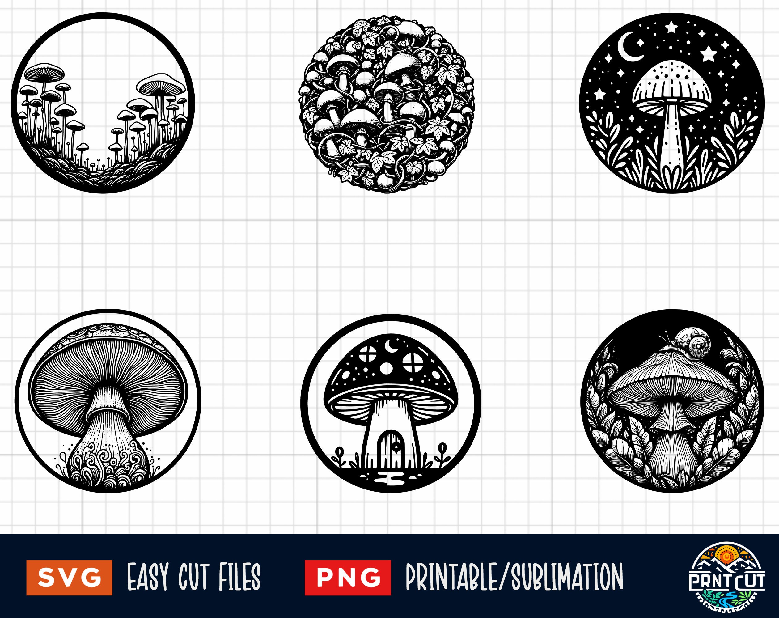 30 Mushroom SVG Bundle, Mushroom Svg Png, Flower Mushroom Svg, Moon ...