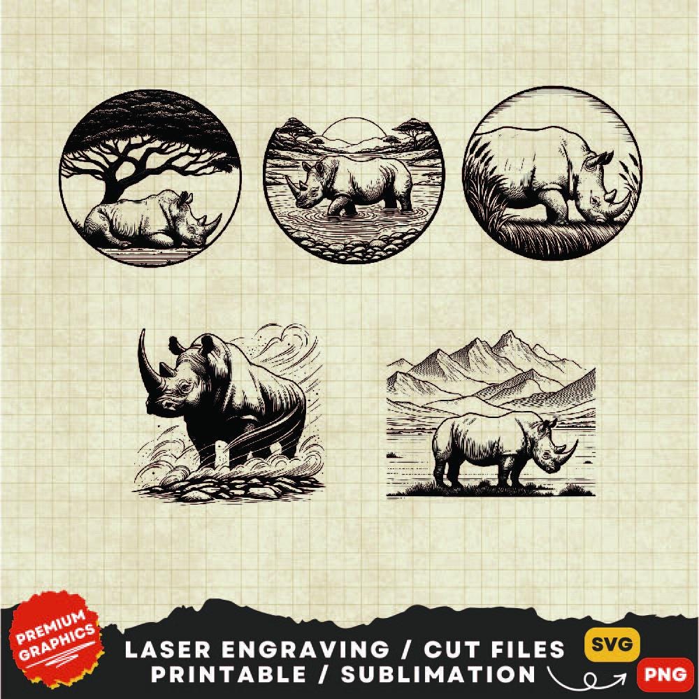 Rhinoceros Svg Bundle, Rhinoceros Svg, Rhinoceros Silhouette ...