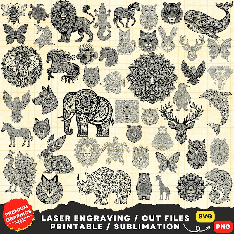 Animal Mandala Svg - Etsy