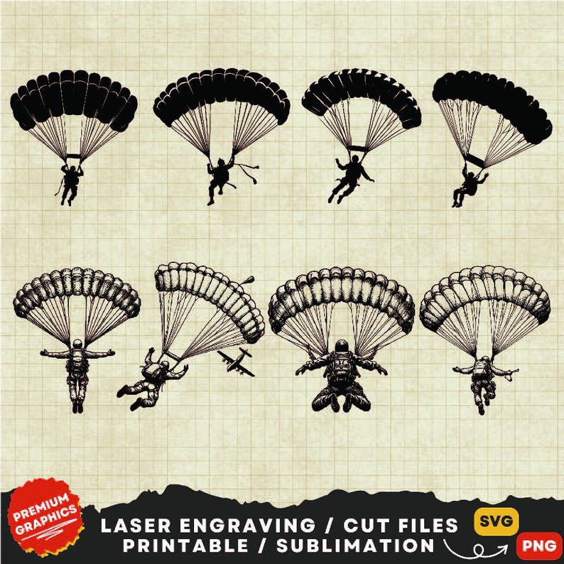 Paratrooper Svg Bundle, Parachute Svg, Paratrooper Laser Cut, Paramotor ...