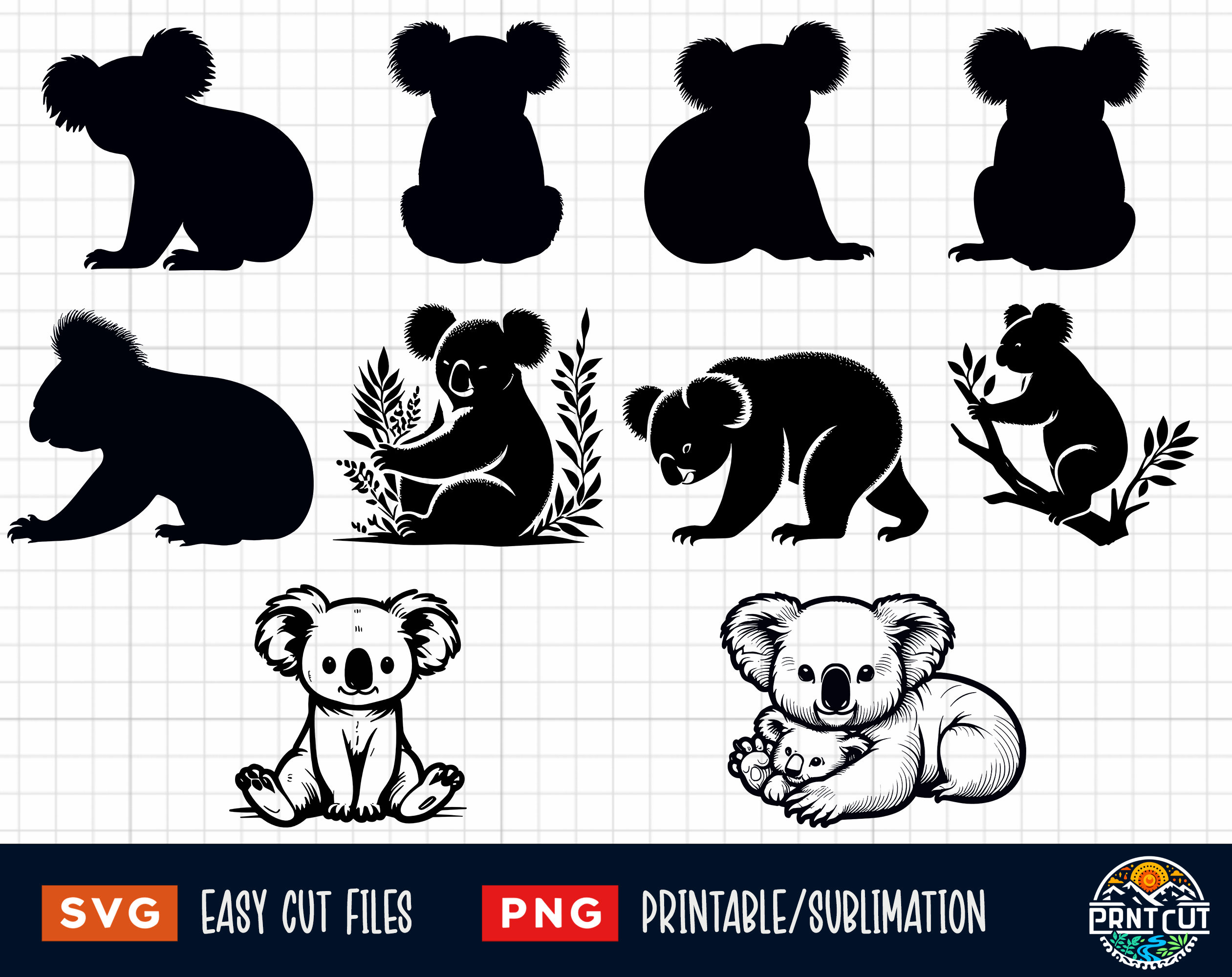 30 süße Koala SVG Bundle, Koala SVG, Koala Png, Koala Bär SVG Png ...