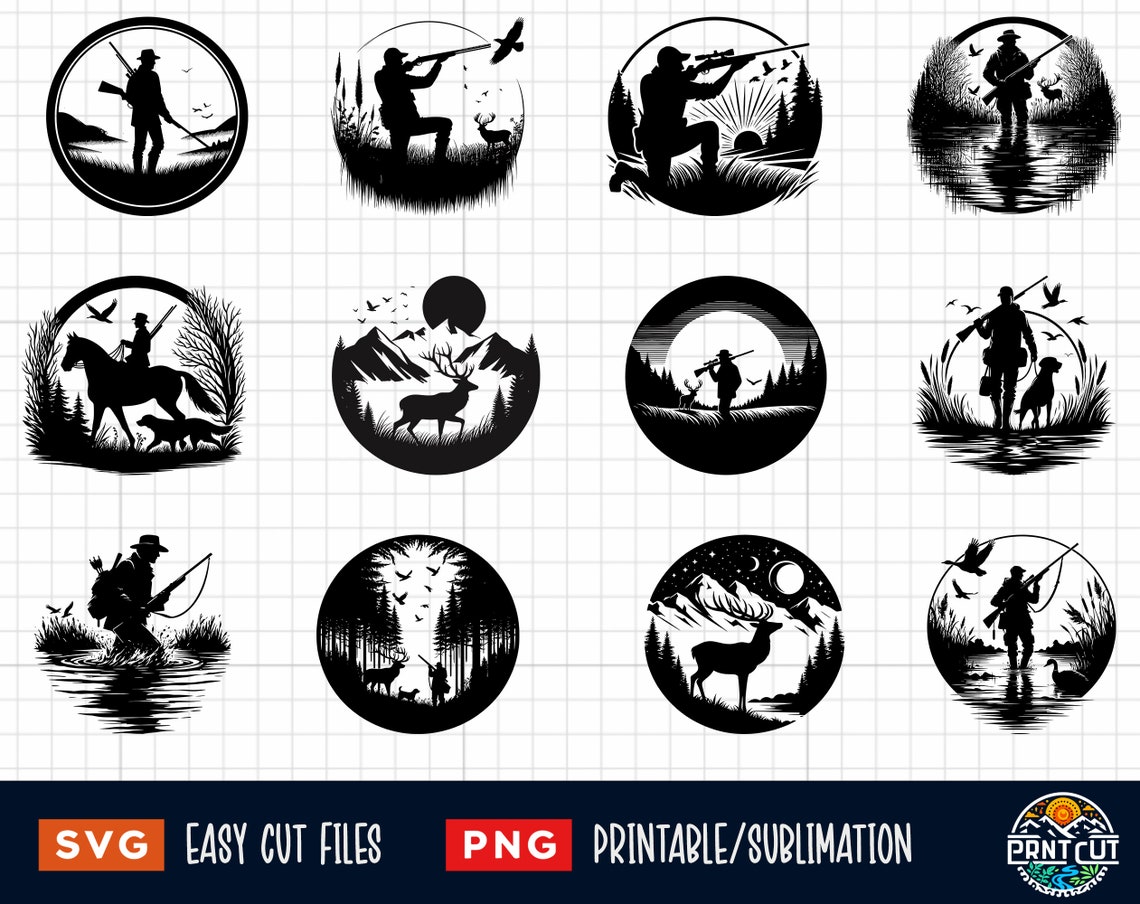 30 Hunter Scene SVG, Hunting Svg, Hunting Clipart, Hunting Laser Cut ...