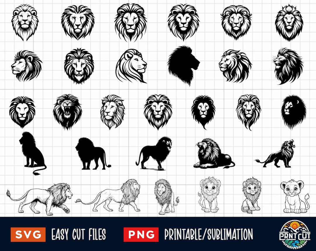 30 Lion SVG Bundle, Lion Svg, Lion Png, Lion Head Svg Png, Lion Cut ...