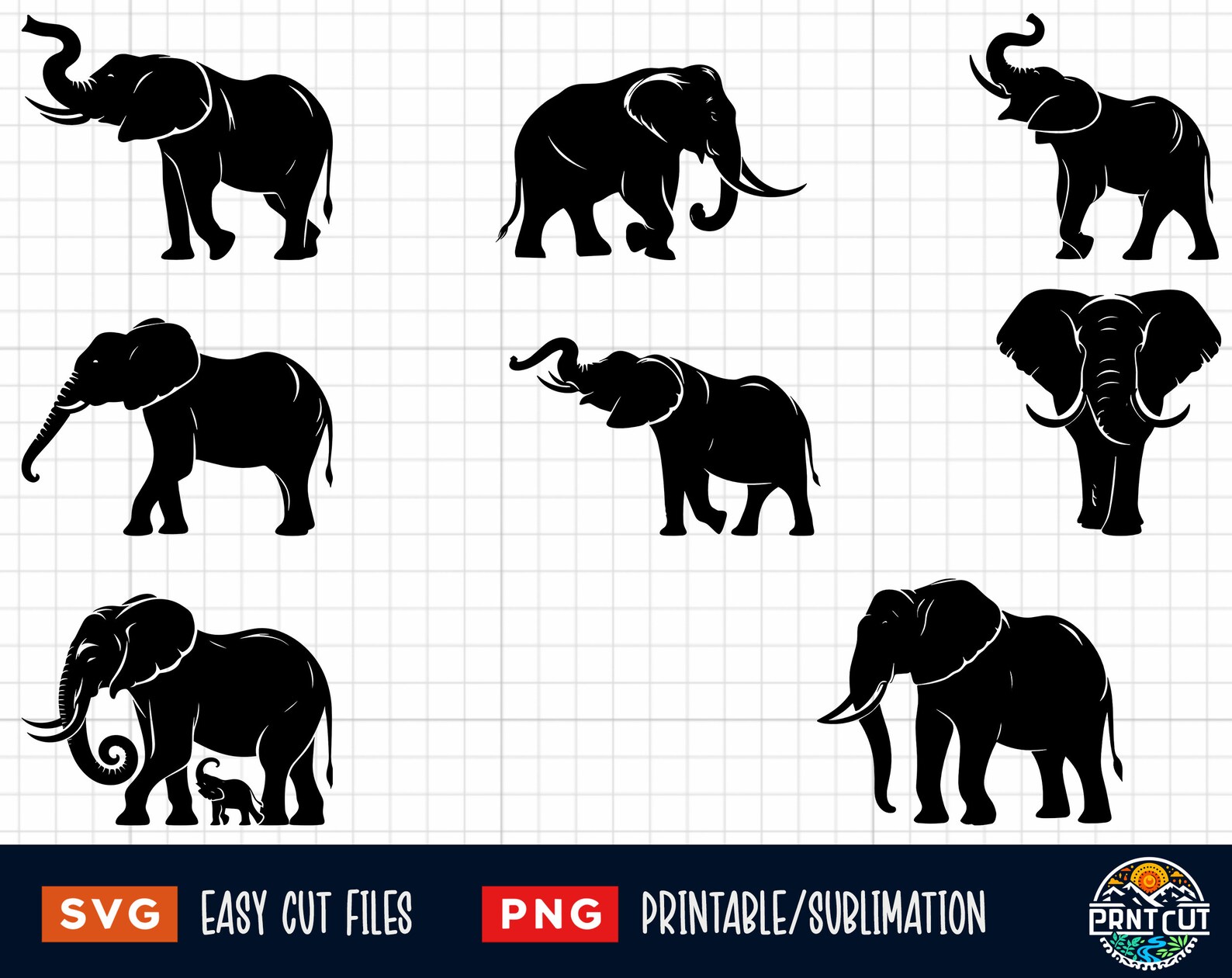 30 Elephant Svg Png Bundle, Elephant Svg, Baby Elephant Svg, Elephant ...