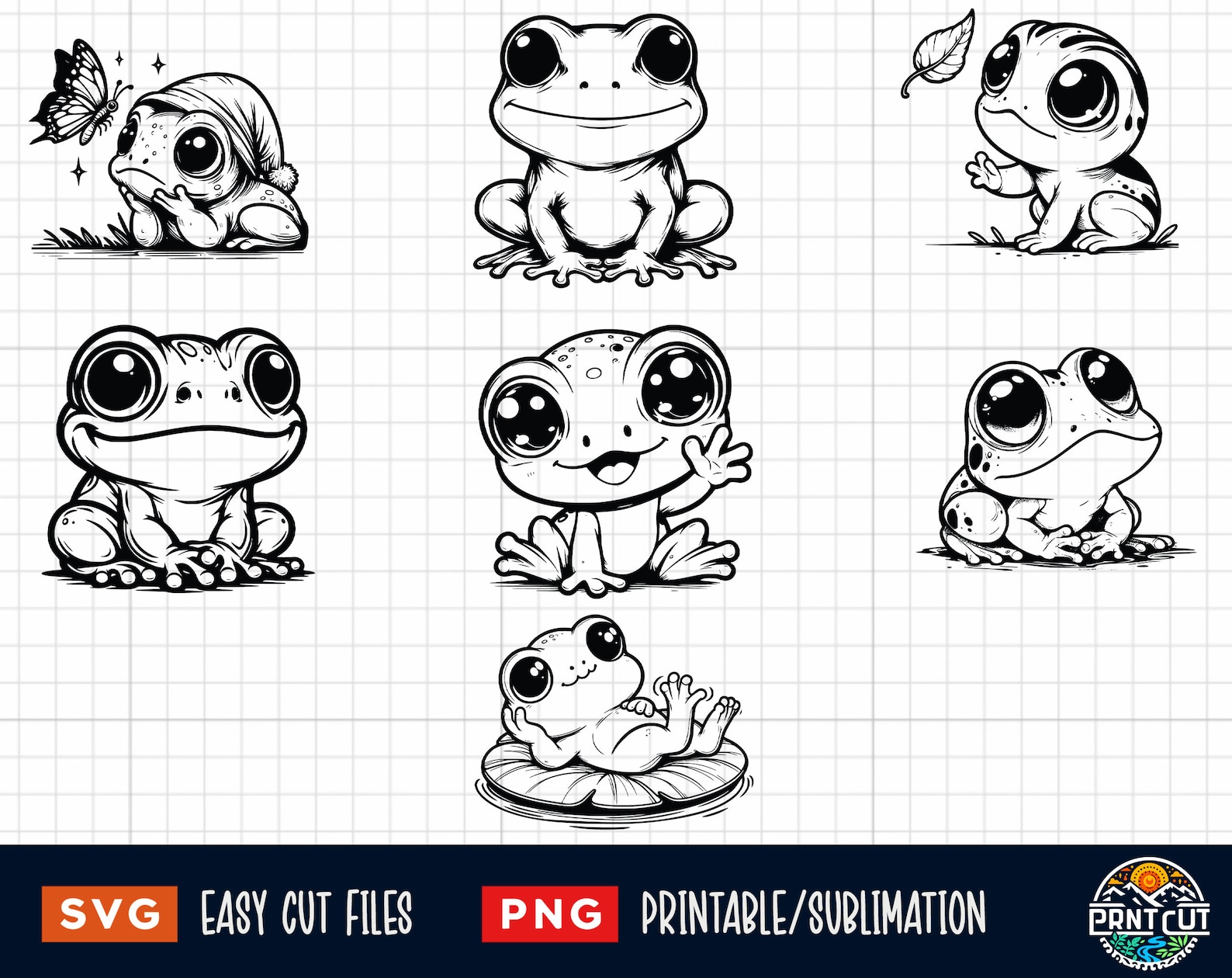 34 Cute Frog SVG PNG Bundle, Frog Svg, Toad Svg, Frog Outline, Frog ...