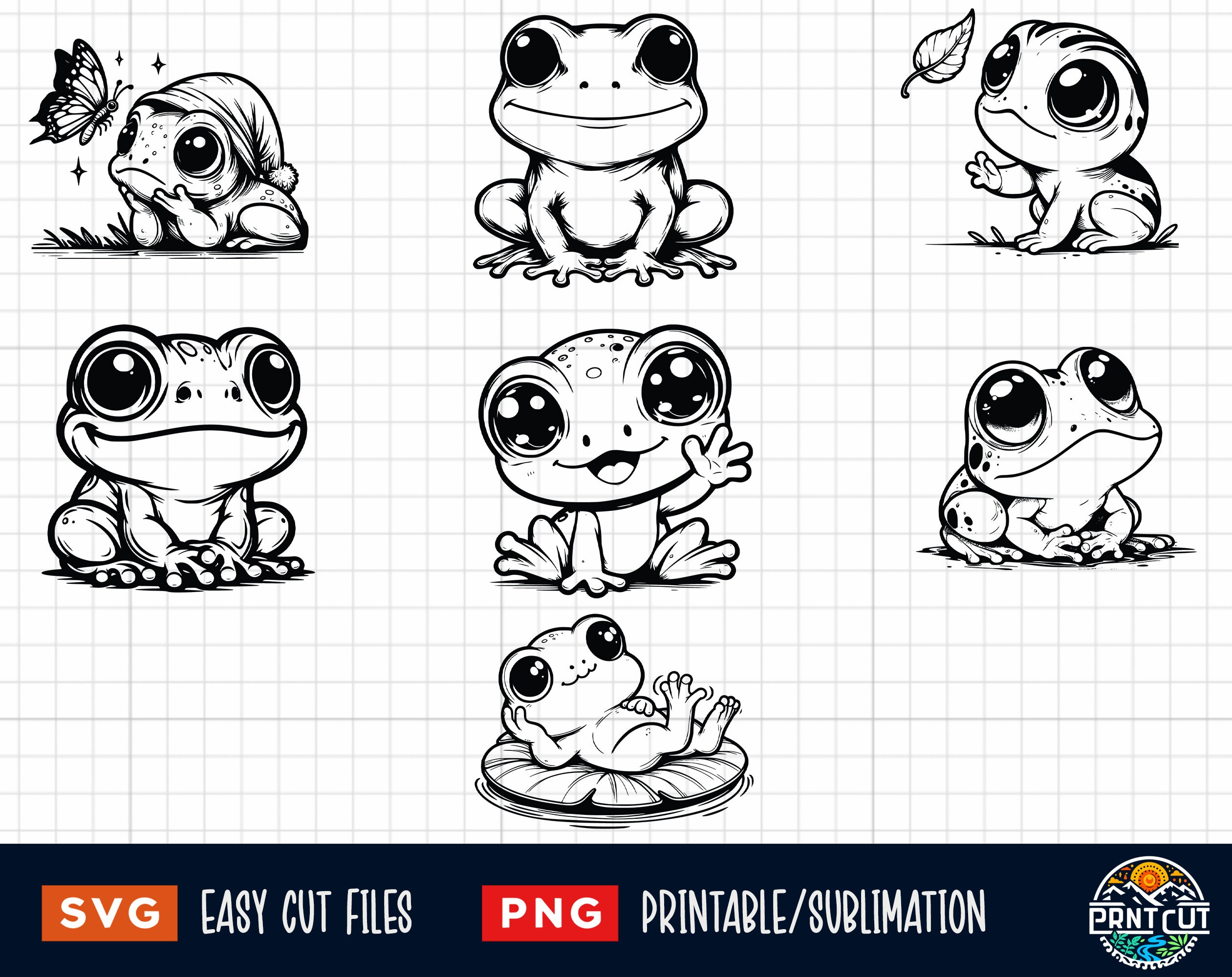 34 Cute Frog SVG PNG Bundle, Frog Svg, Toad Svg, Frog Outline, Frog ...