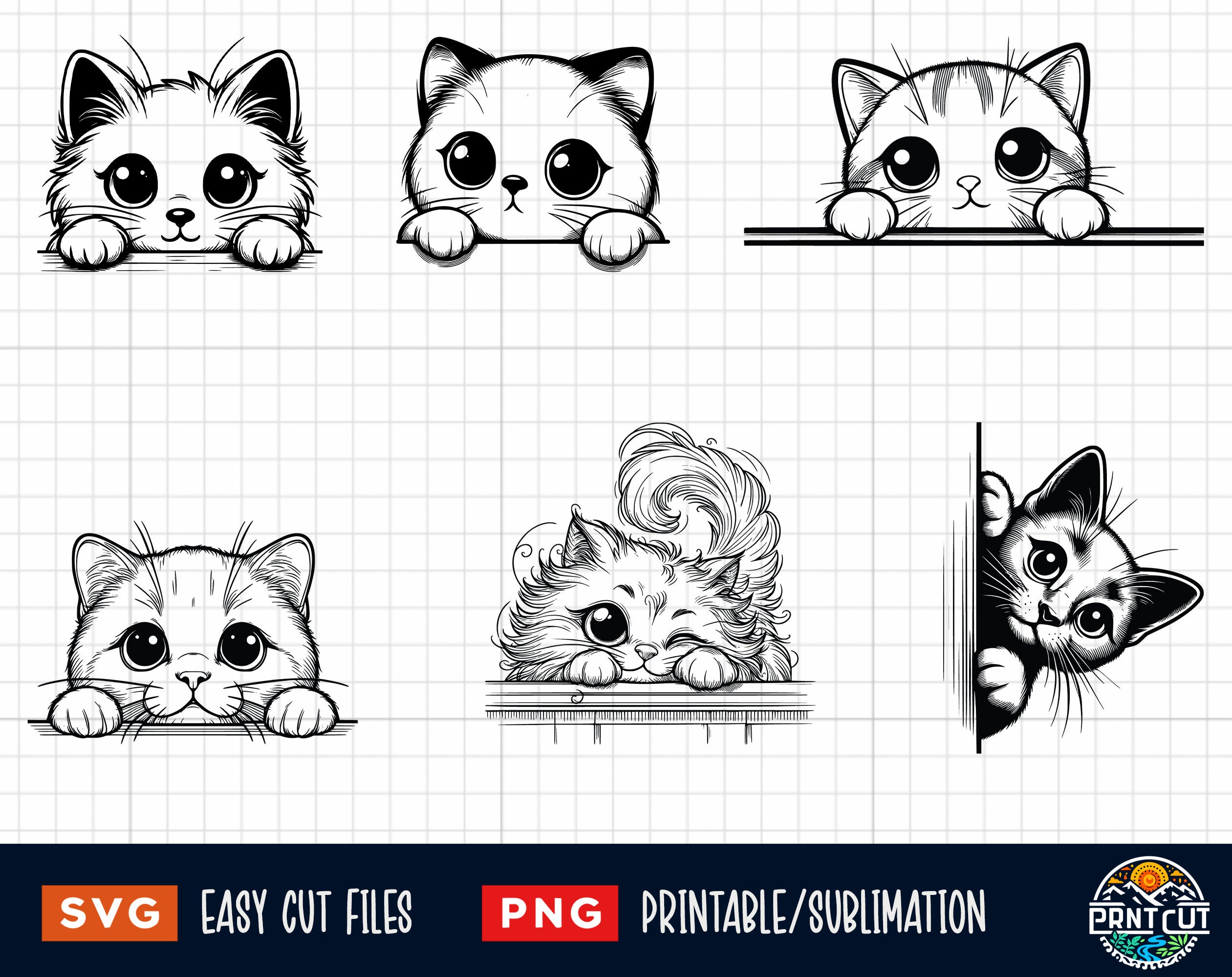 Peeking Cat SVG Bundle, Peeking Cat Svg, Cat Head Svg, Peeking Kitten ...